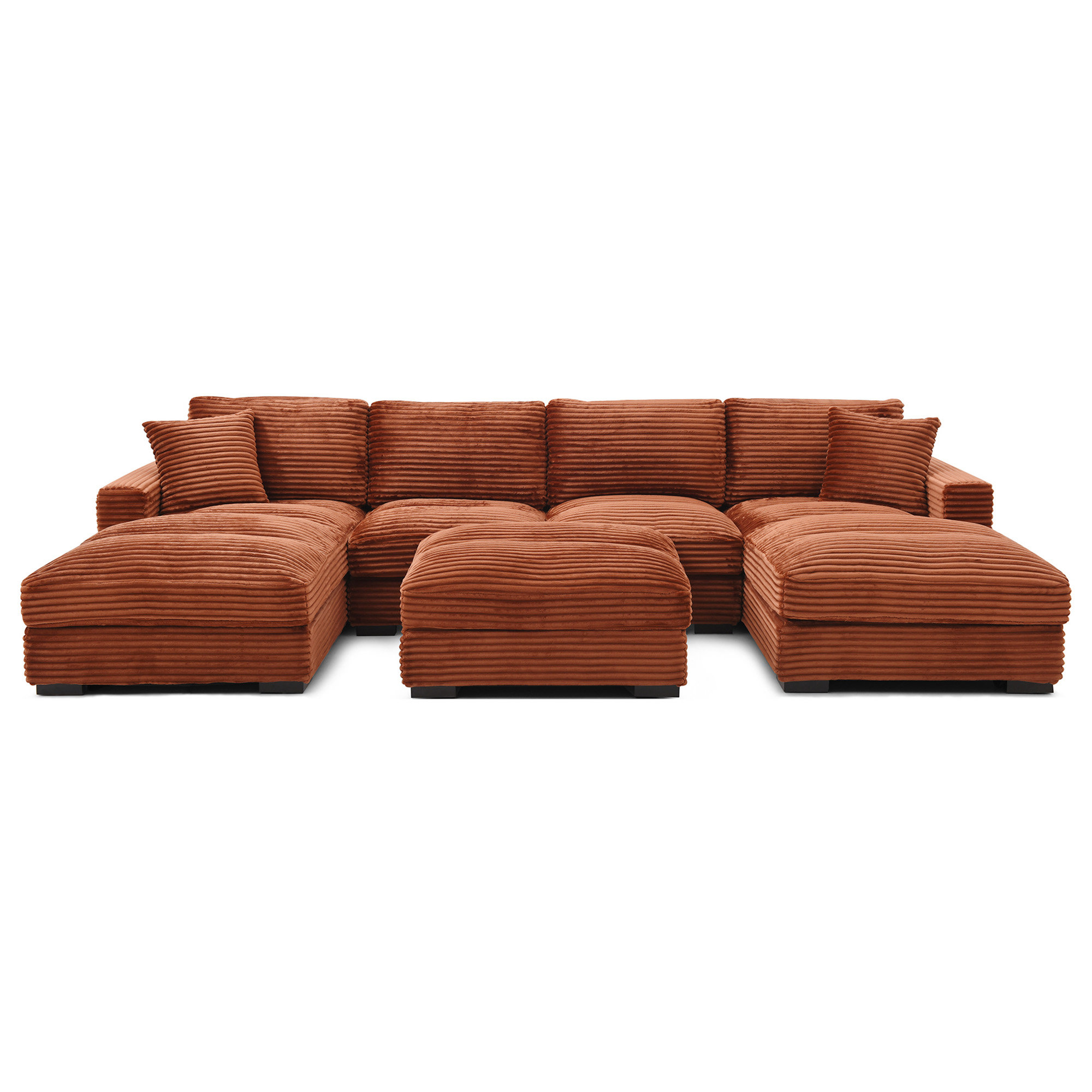 Hokku Designs Scarlet Corduroy U-shaped Double Chaise Sectional Sofa ...