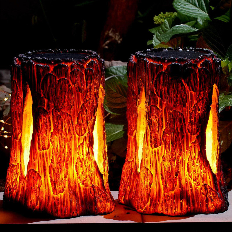 JASODI Solar Lights Outdoor,Stump On Fire Torch Lights,Garden Patio ...