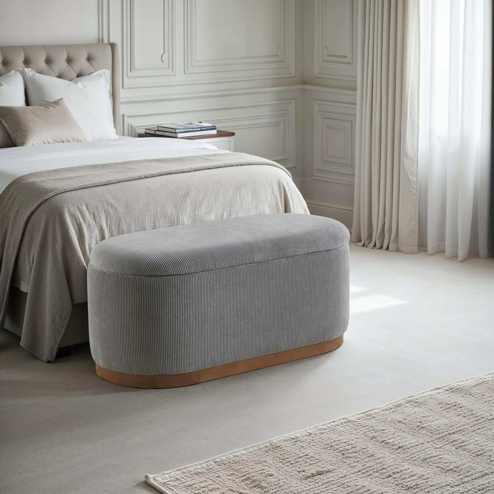 Ebern Designs Valenod 42.5" Corduroy Storage Bench | Wayfair