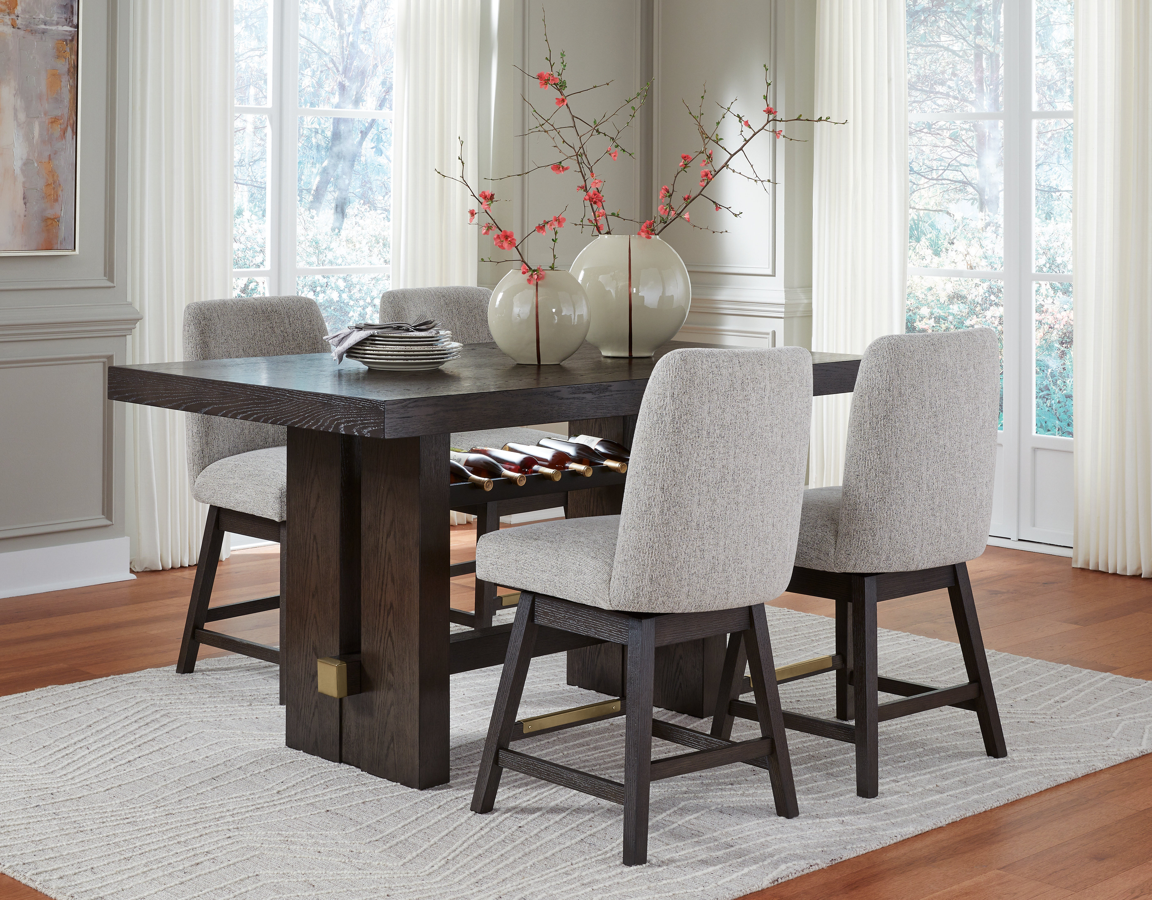 Hokku Designs Burkhaus Counter Height Dining Table and Barstools | Wayfair