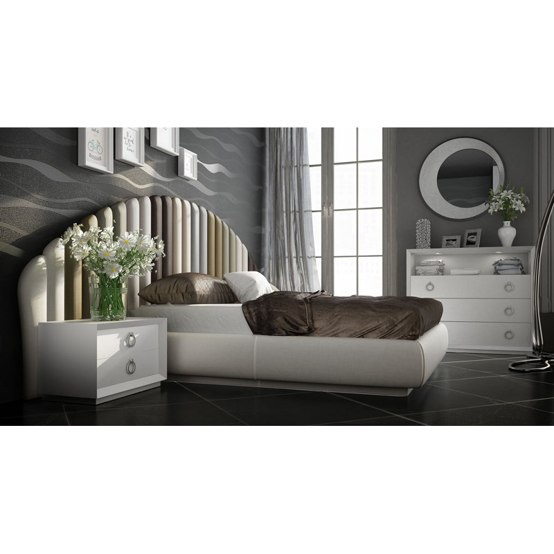 Everly Quinn Burcott Solid Wood Upholstered Standard 3 Piece Bedroom ...