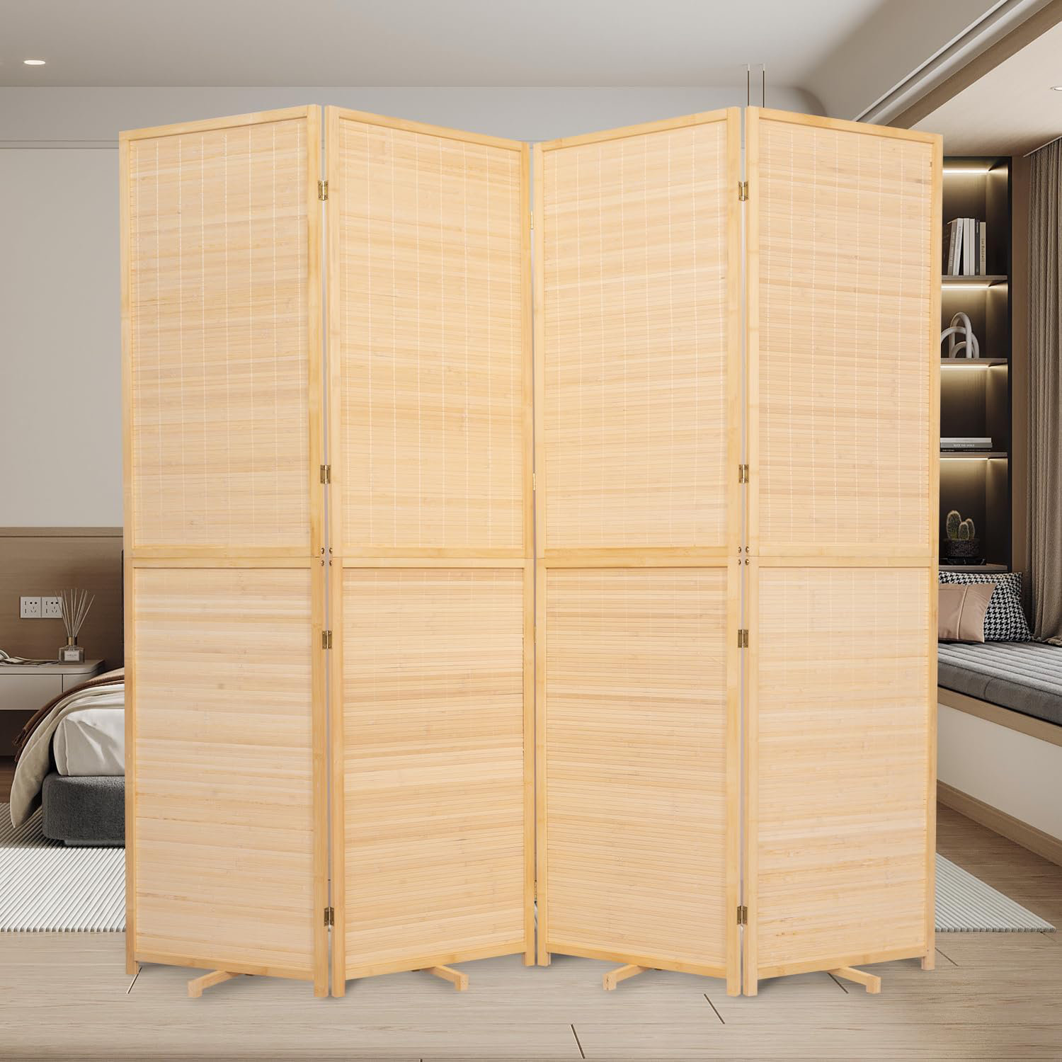 Bayou Breeze Bamboo Room Divider Folding Privacy Screens, Wall Divider ...