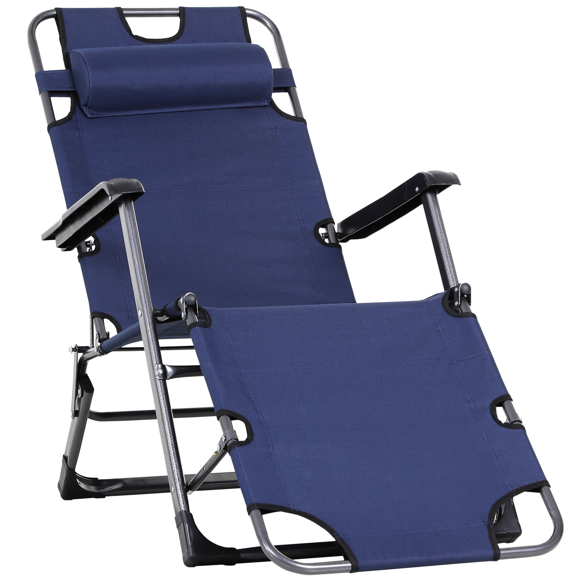 Latitude Run® Outdoor 21 Sun Chair - Beach & Camping, Navy, With Pillow ...