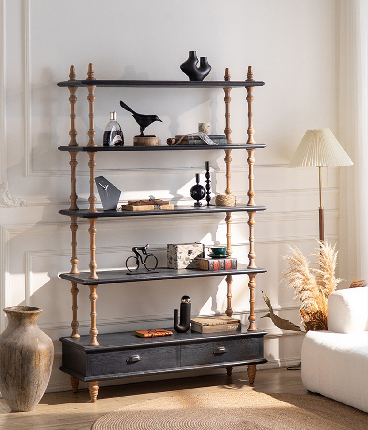 VICABY American-Style Retro Floor-To-Ceiling Display Cabinet ...