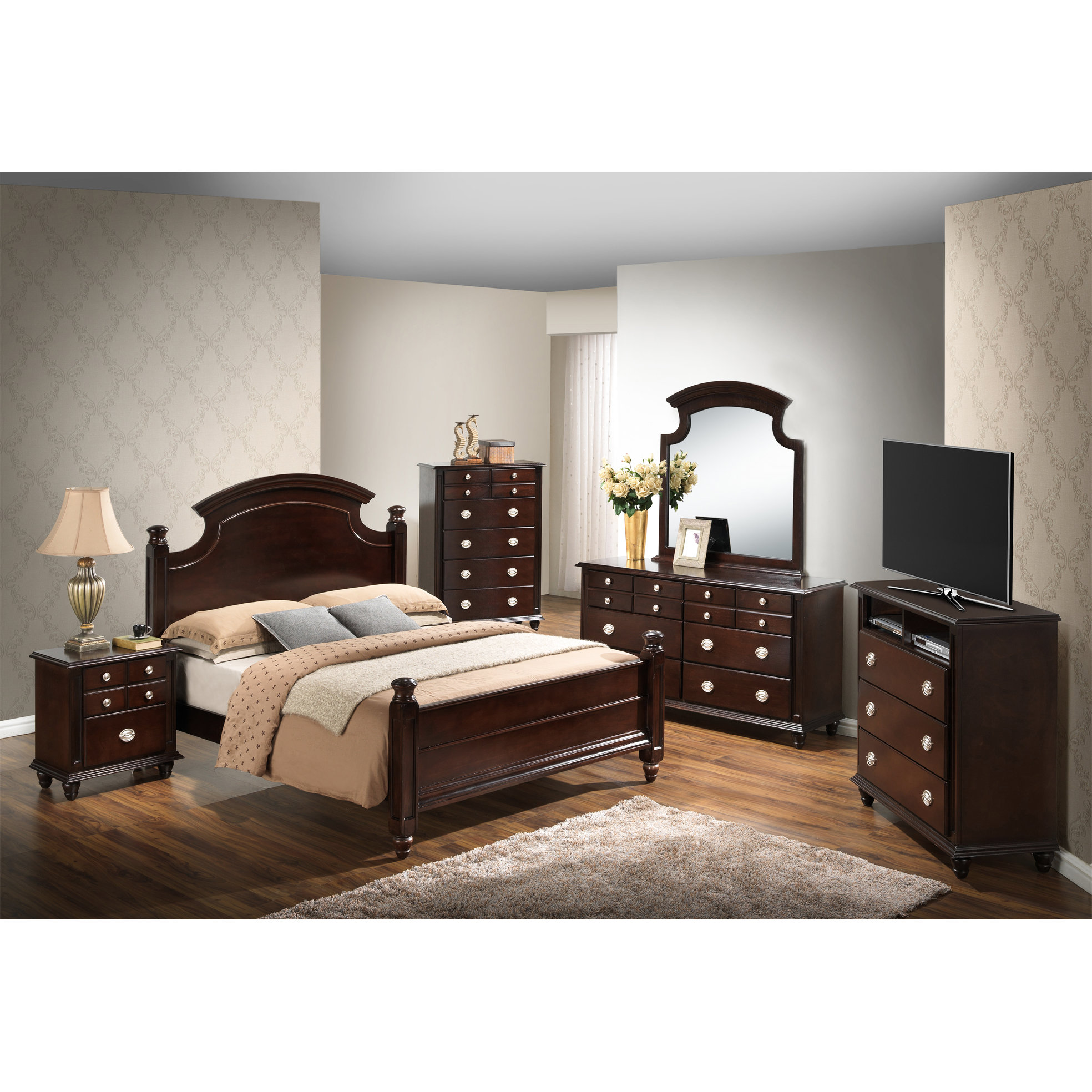 Alcott Hill® Cappuccino Summit G5950a-qb Queen Bed, Real Wood Veneers ...