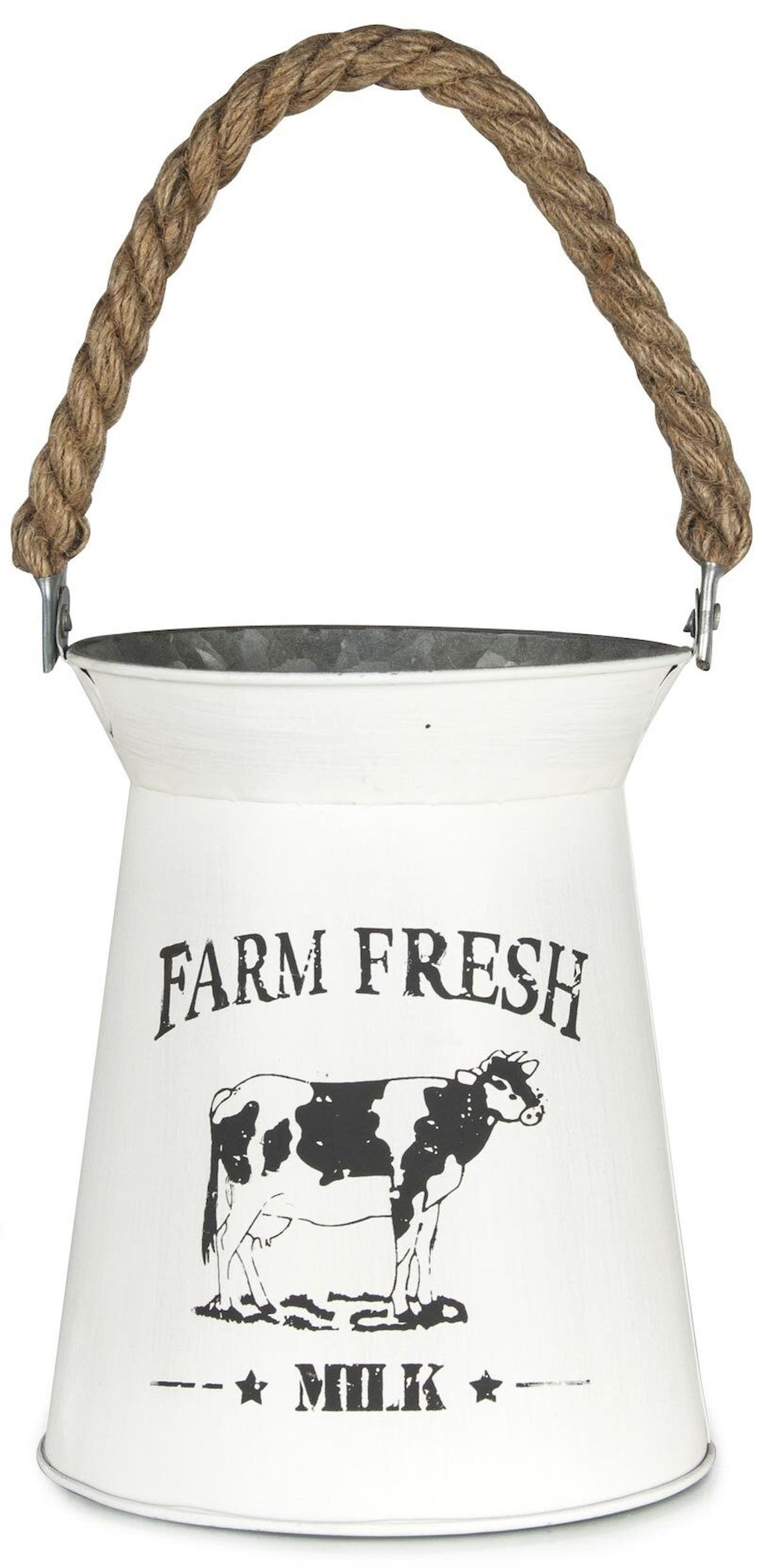 Gracie Oaks "Farm Fresh Milk" With Cow Design White Metal Jug - Wayfair ...