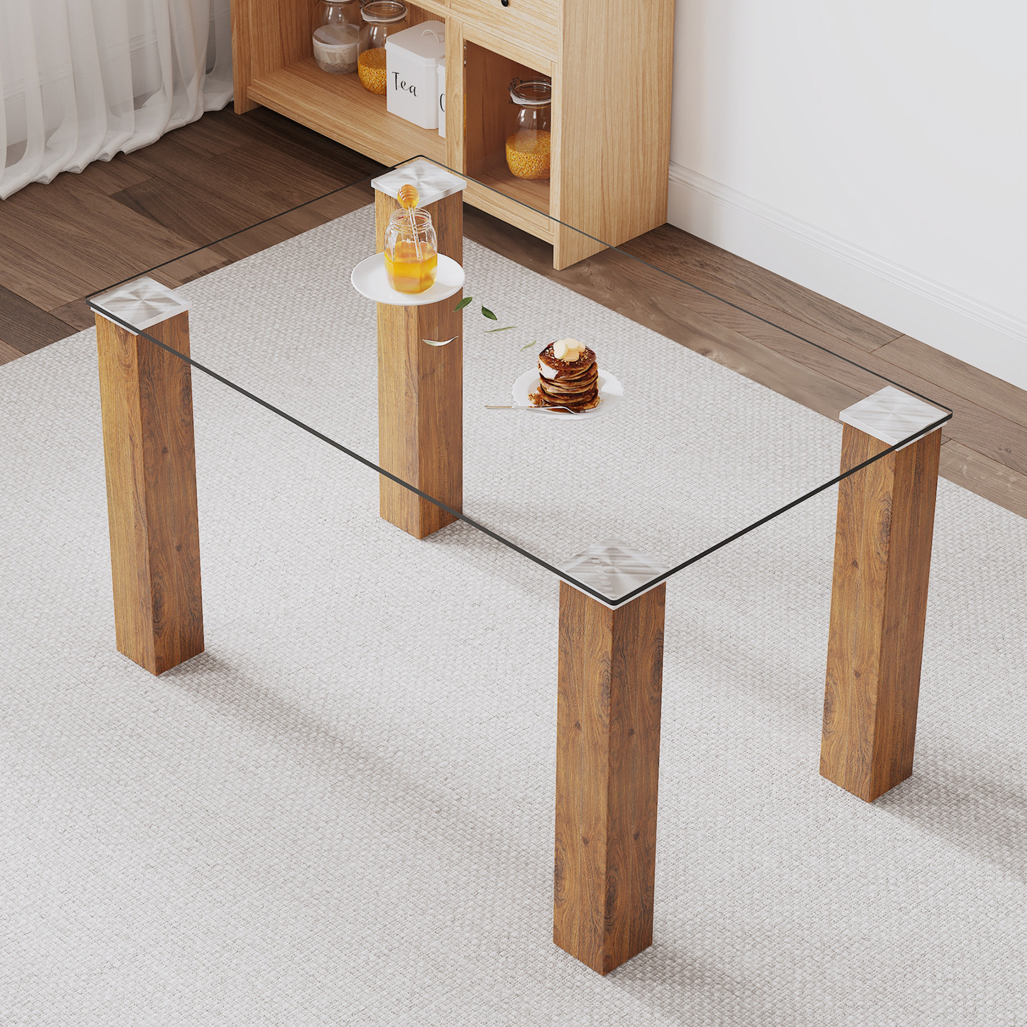 Millwood Pines Modern minimalist rectangular dining table. Glass ...