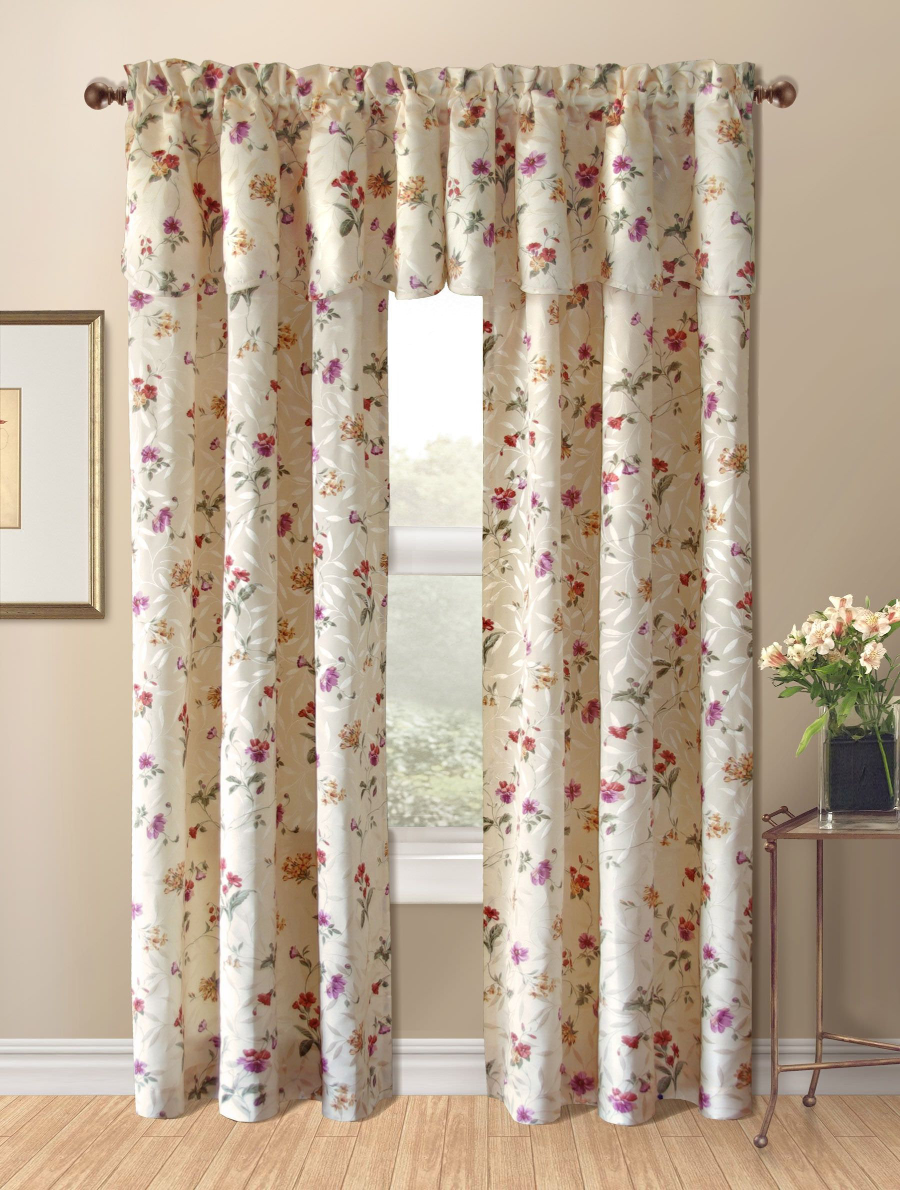 Charlton Home Laurene Elegance Floral Semi-Sheer Single Curtain Panel ...