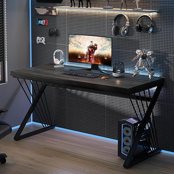 17 Stories Rustic Wood And Metal Computer Desk, Writing Study Gaming ...