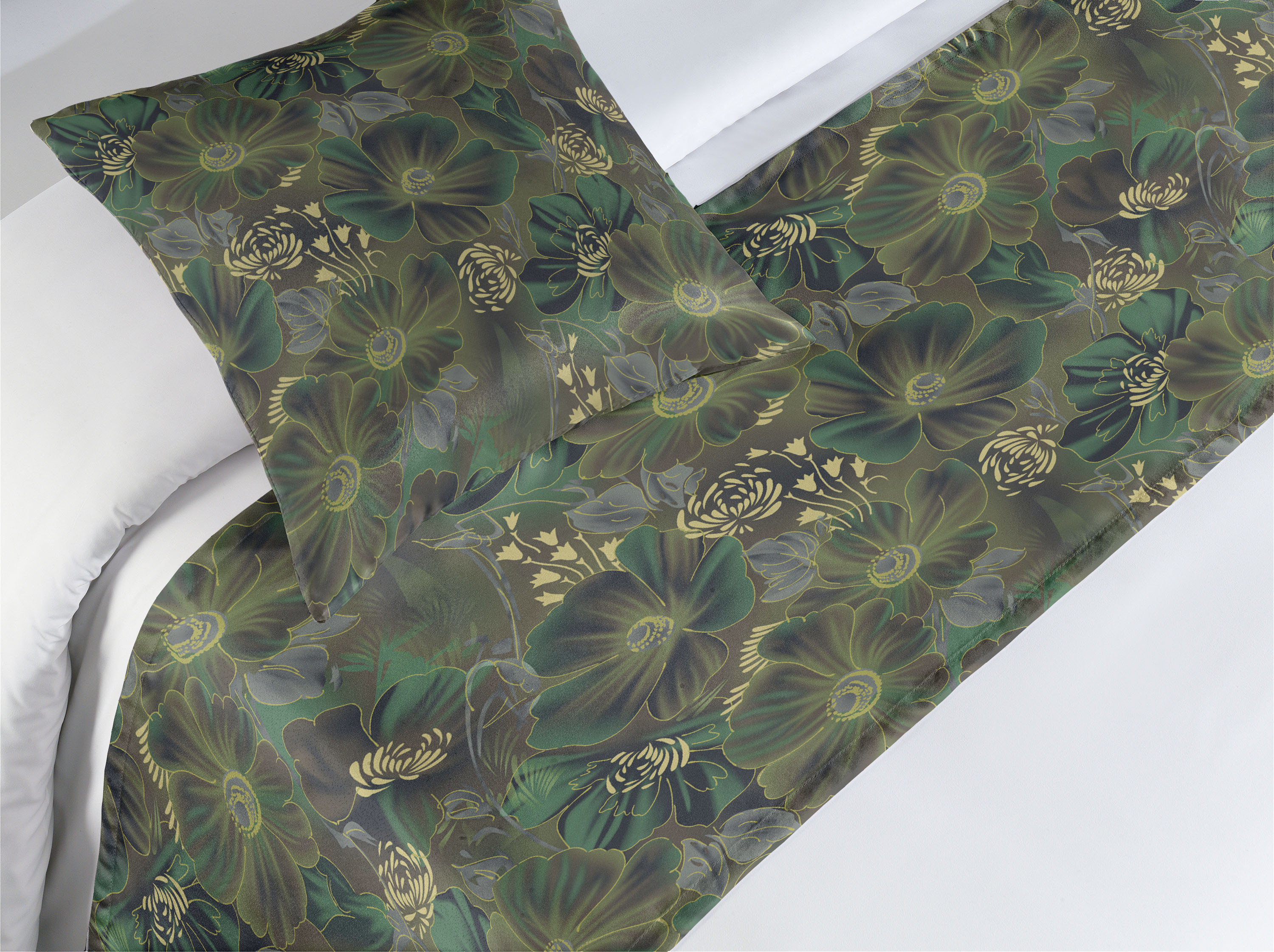 Ambesonne Floral Design Bed Runner Set Modern Jungle Boho Jade Green ...