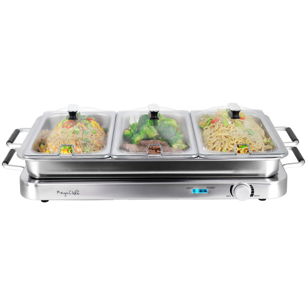 MegaChef 3-in-1 Buffet Server and Warming Tray with Triple 3.7 Quart ...