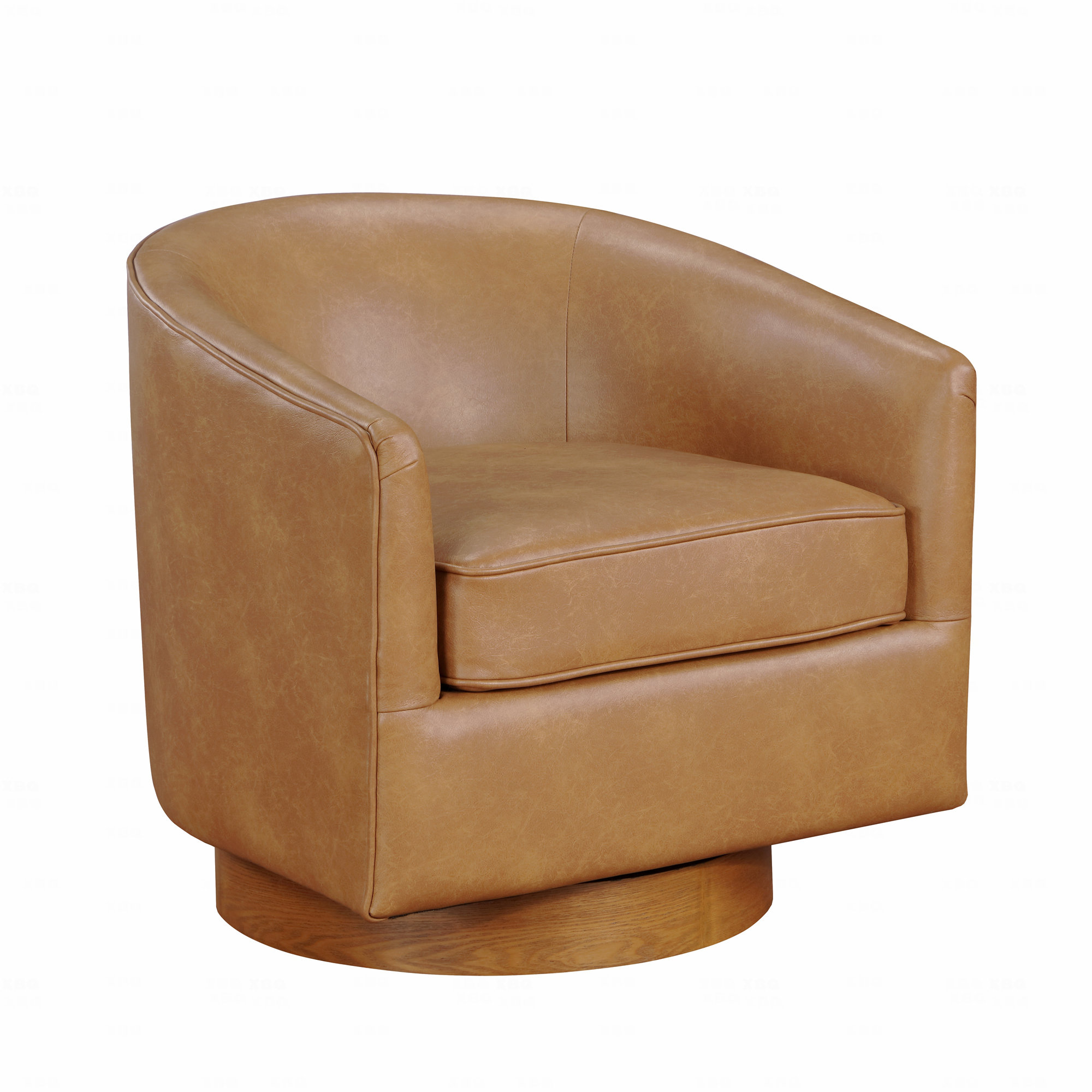 George Oliver Upholstered Wood Base Barrel Swivel Function Chair | Wayfair