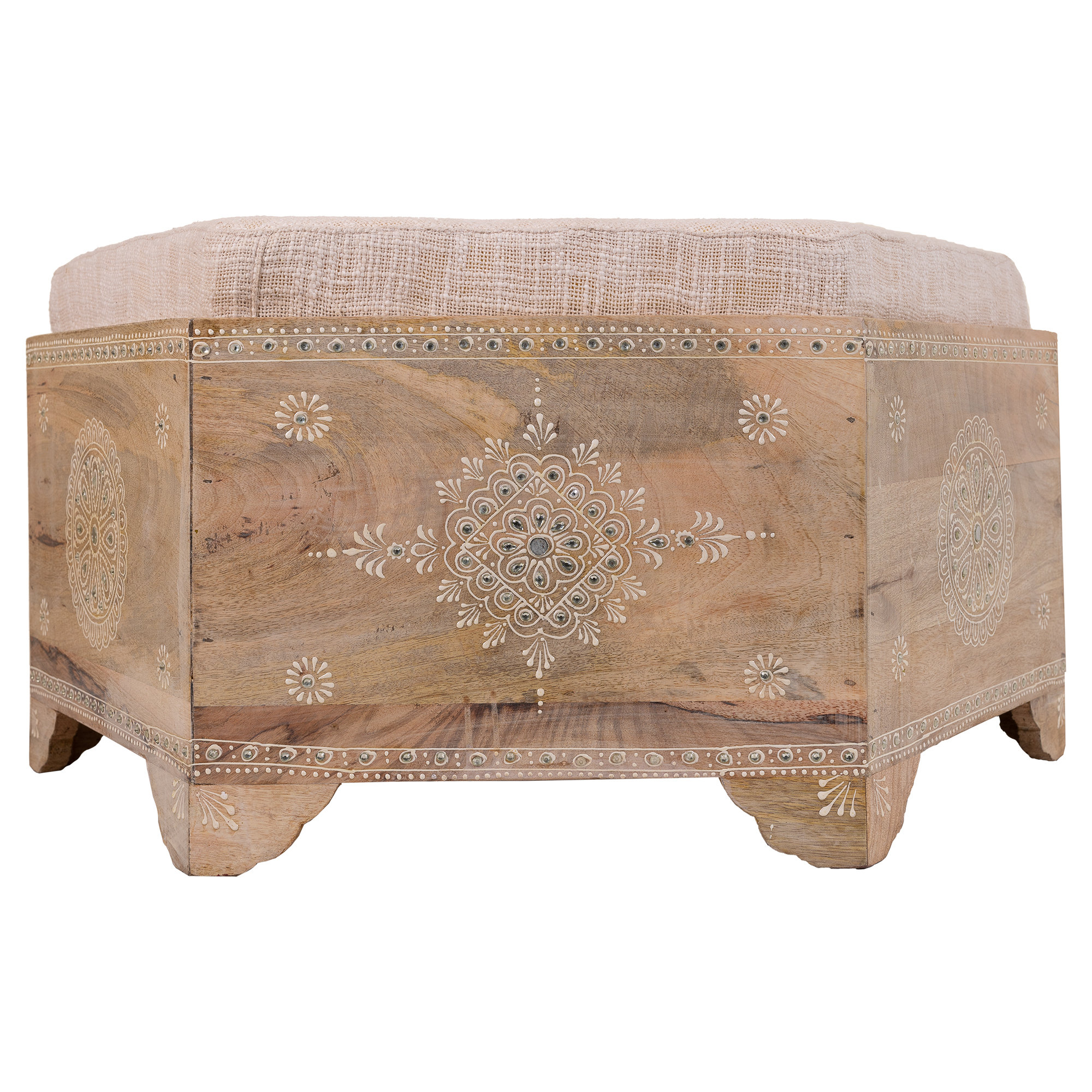 Latitude Vive Aquilah 70Cm Tufted Floral Footstool with Storage Ottoman ...