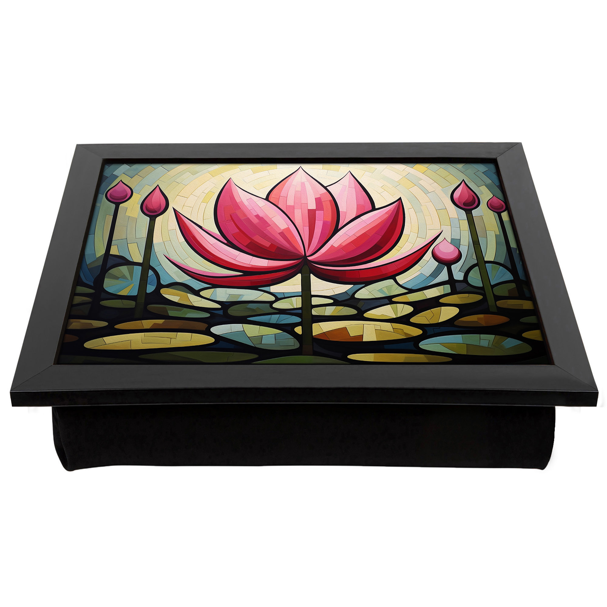 Metro Lane Lotus Flower Art Deco No.2 Lap Tray with Cushion | Wayfair.co.uk