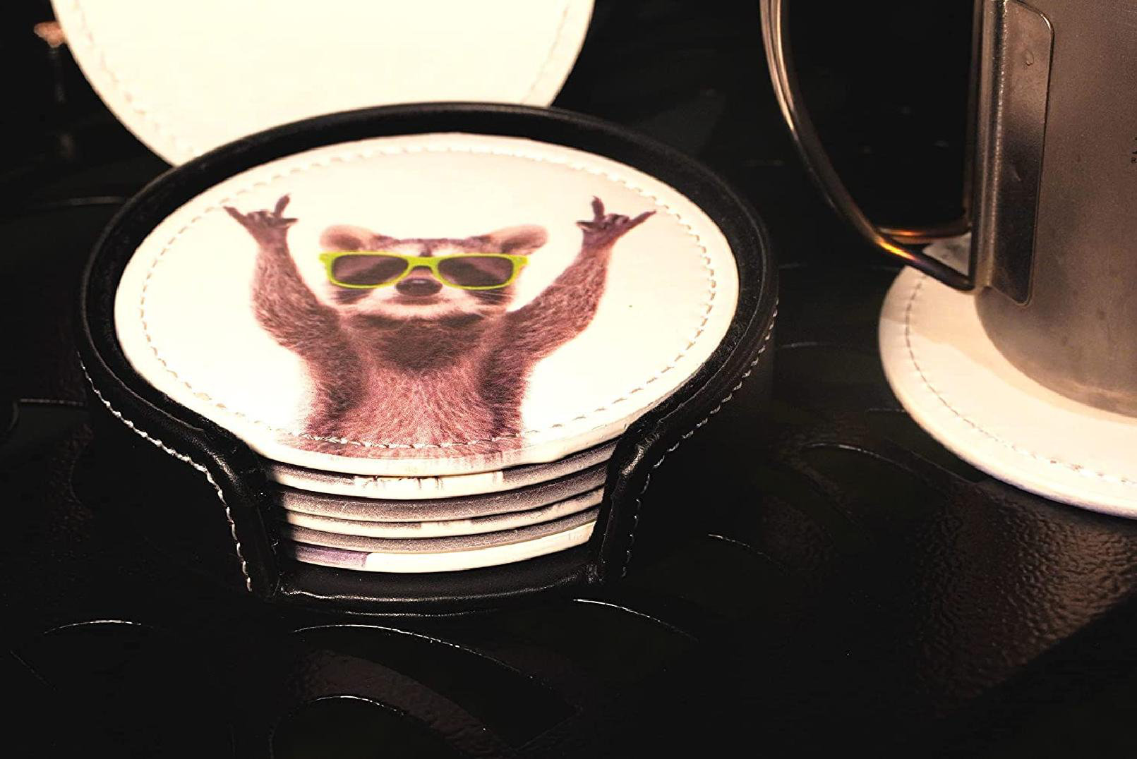 Frifoho Leather Coasters For Drinks, With Stand, 6-Piece Set, Mug Mug ...