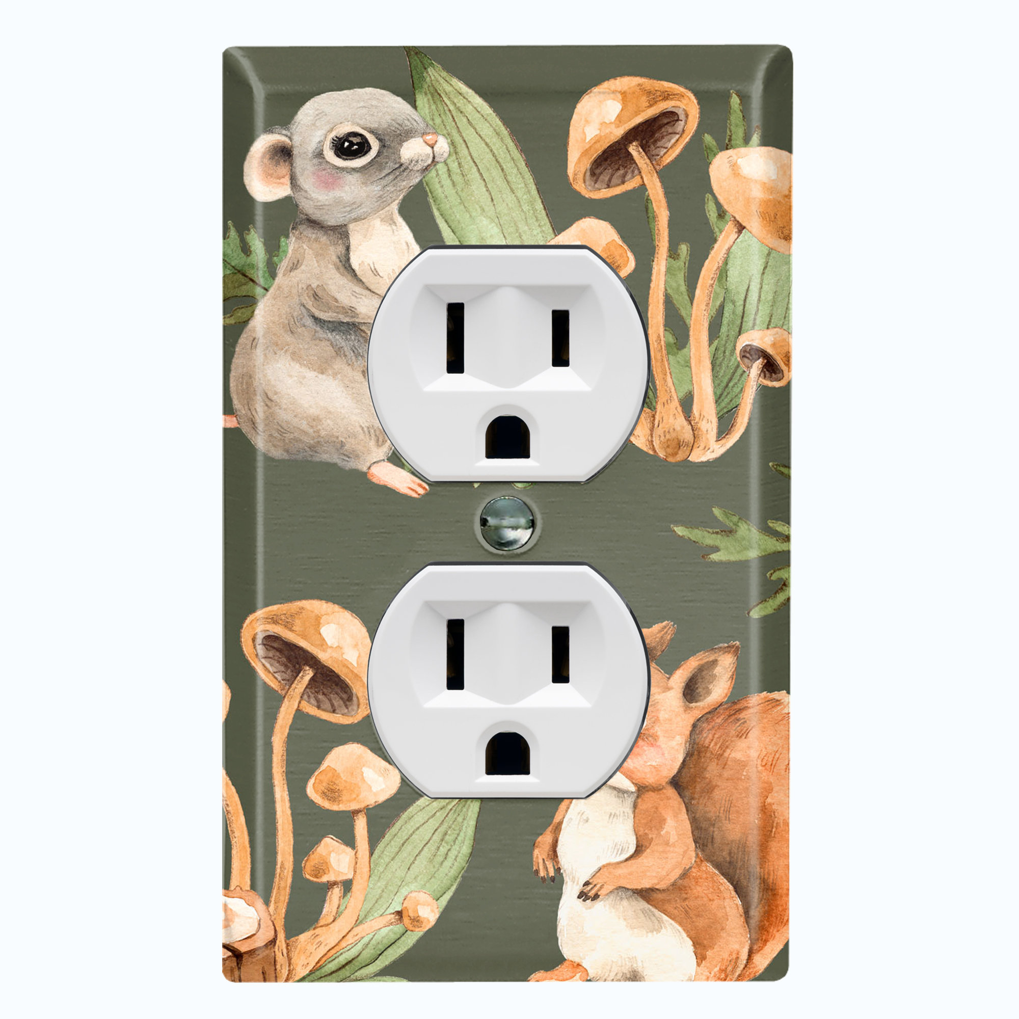 WorldAcc Animal Deer Rabbit Friends Forest Green Leaves 1-Gang Duplex ...