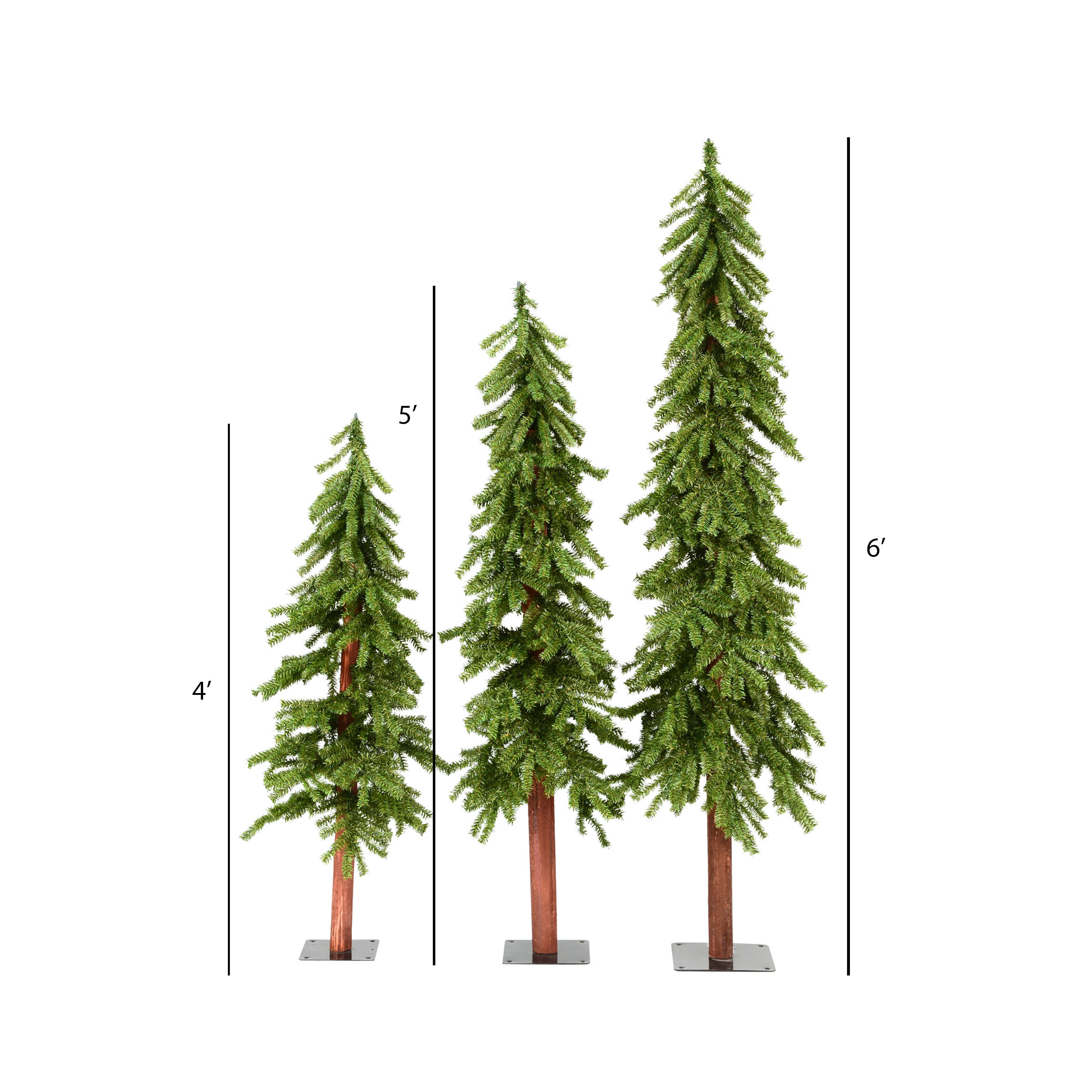The Holiday Aisle® Natural Alpine 3 Piece Artificial Christmas Tree Set ...