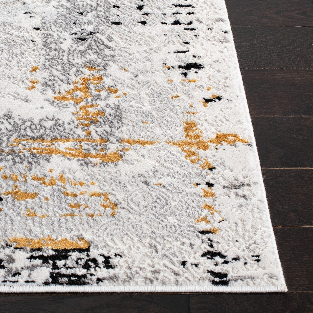 Steelside™ Acosta Gray/Gold/Black Area Rug & Reviews | Wayfair