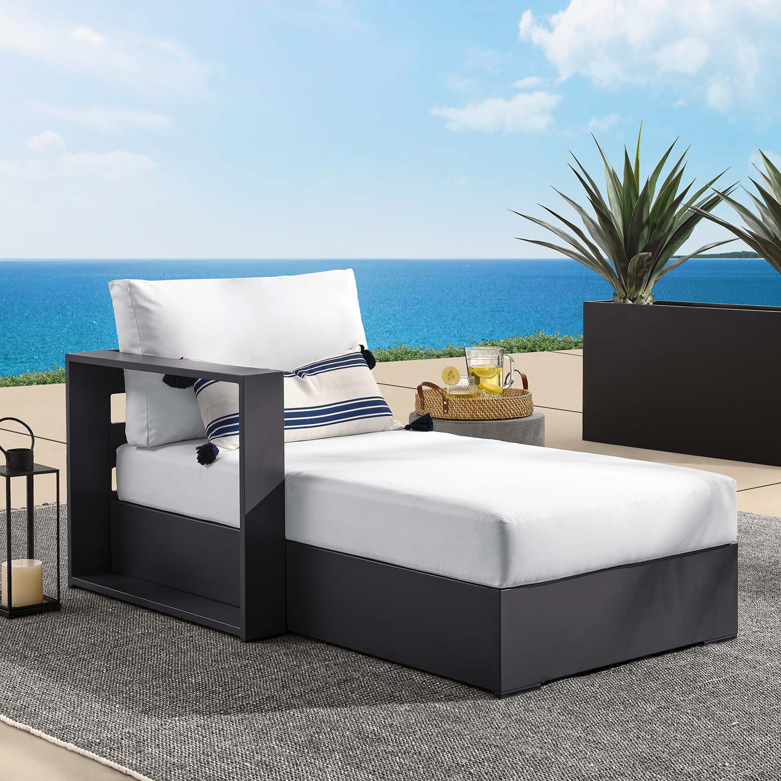 Modway Tahoe Outdoor Patio Powder-Coated Aluminum Modular Left-Facing ...