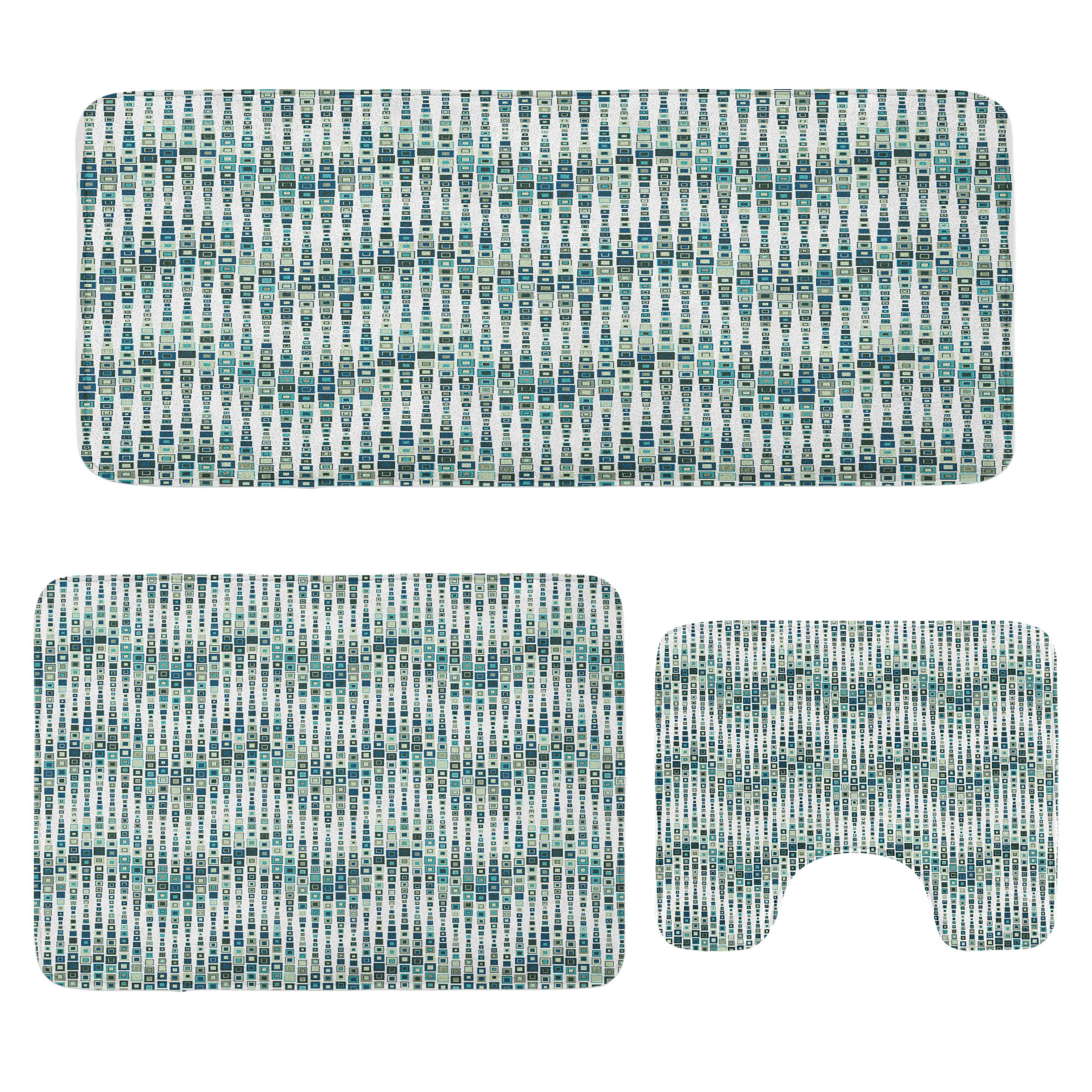 Breakwater Bay Geometric Bathroom Rug Set 3 Pieces U-Shape & Rectangle ...