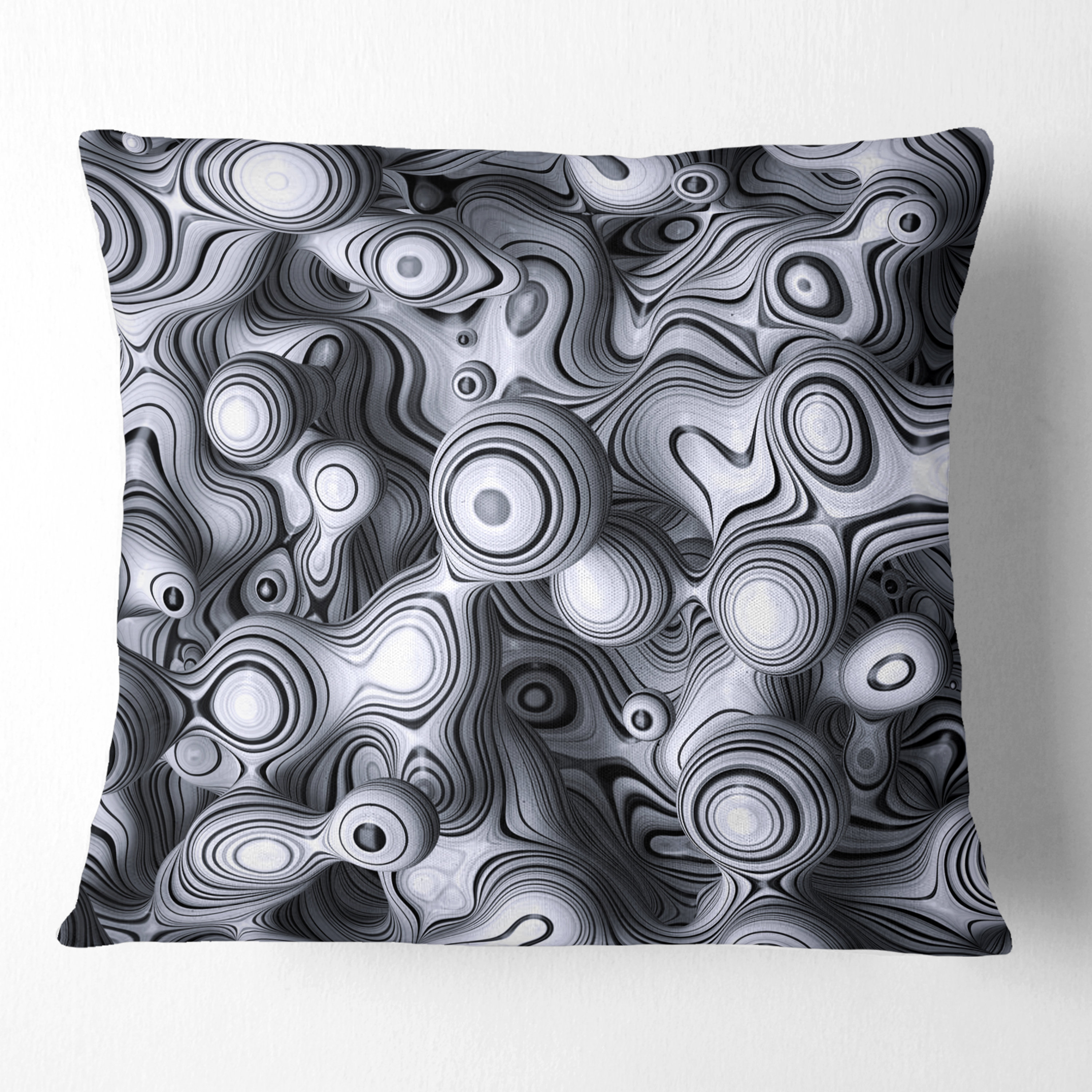 Design Art 3D Abstract Wavy Bubbles - Abstract Printed Pillow | Wayfair