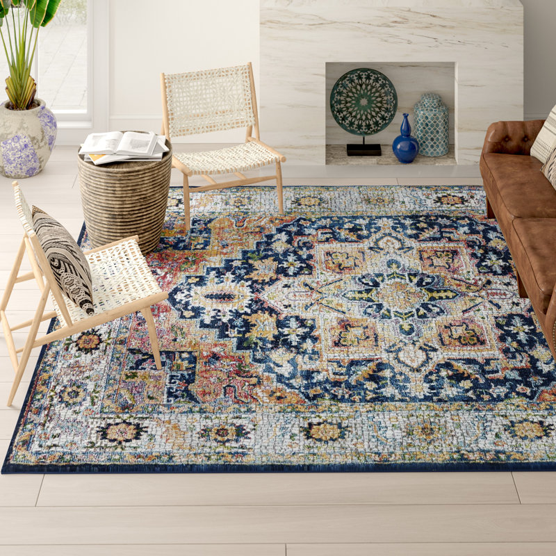 Bungalow Rose Lowndes Oriental Blue/Gray/Red Area Rug & Reviews | Wayfair