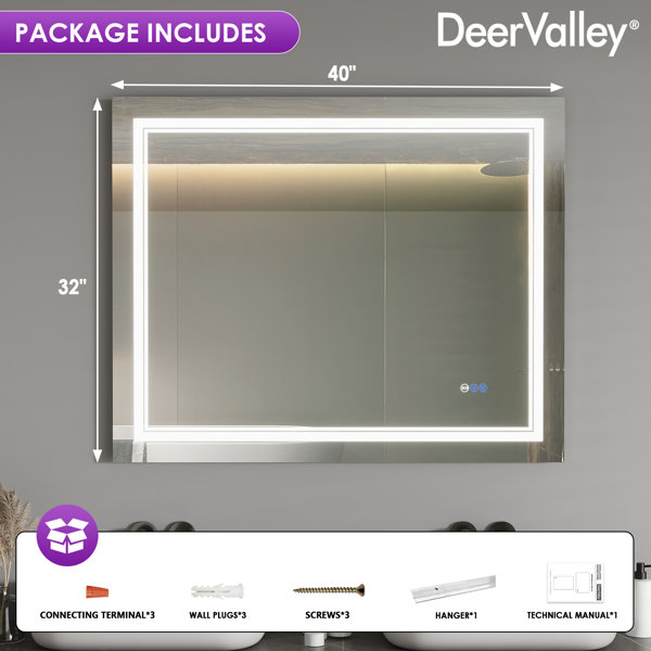 Deervalley 40"X 32" RGB LED Bathroom Mirror, Front Light And RGB ...