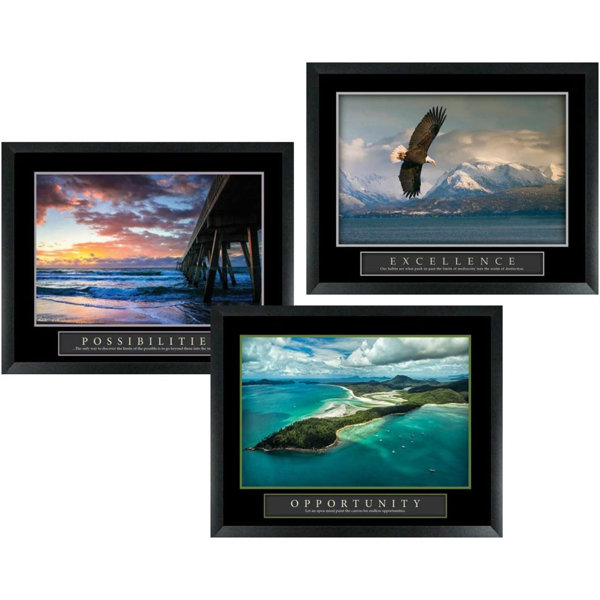 Ebern Designs Motivational Office Decor Set Of 3: Excellence ...