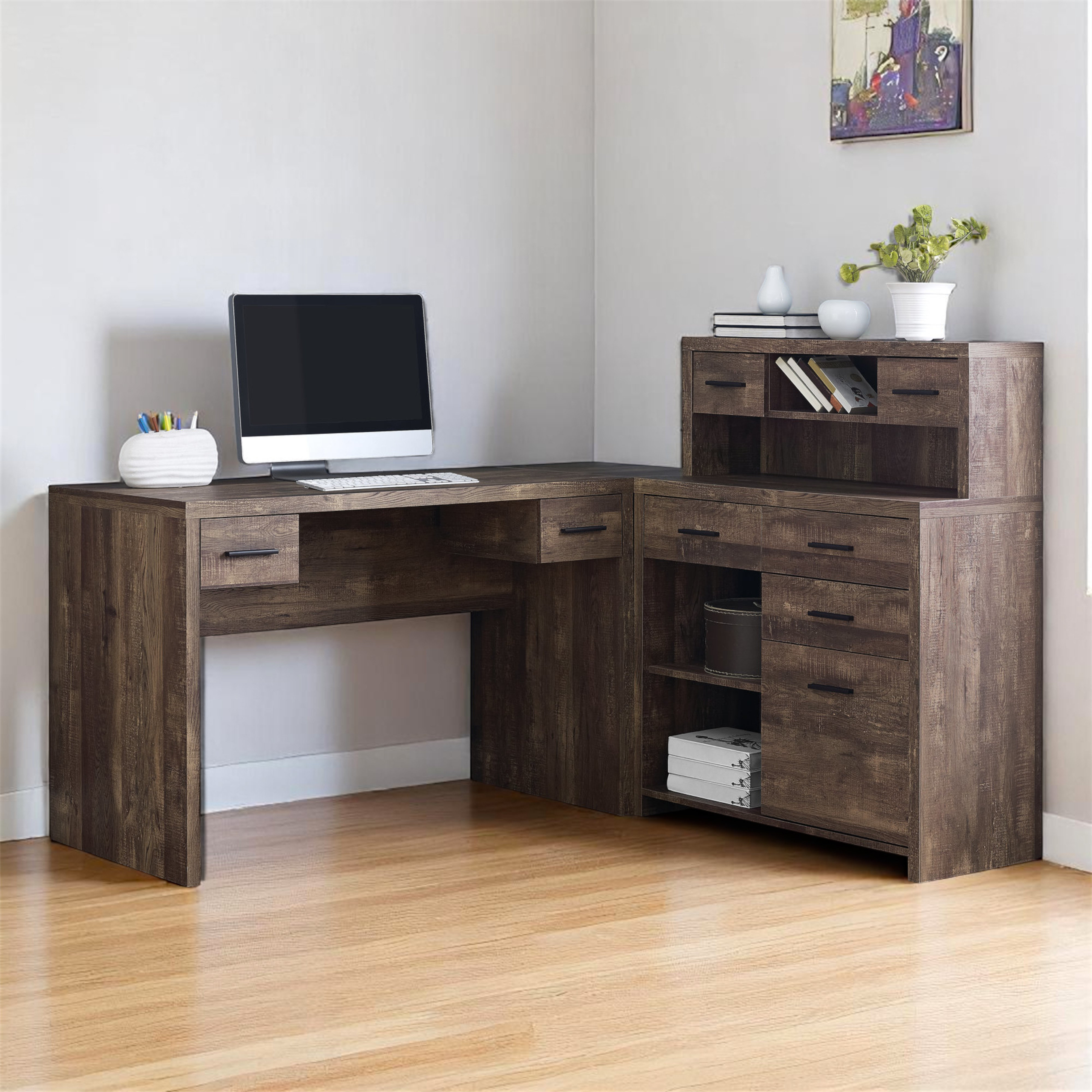 Loon Peak® Harding Corner L Shape Modern Computer Desk | Wayfair