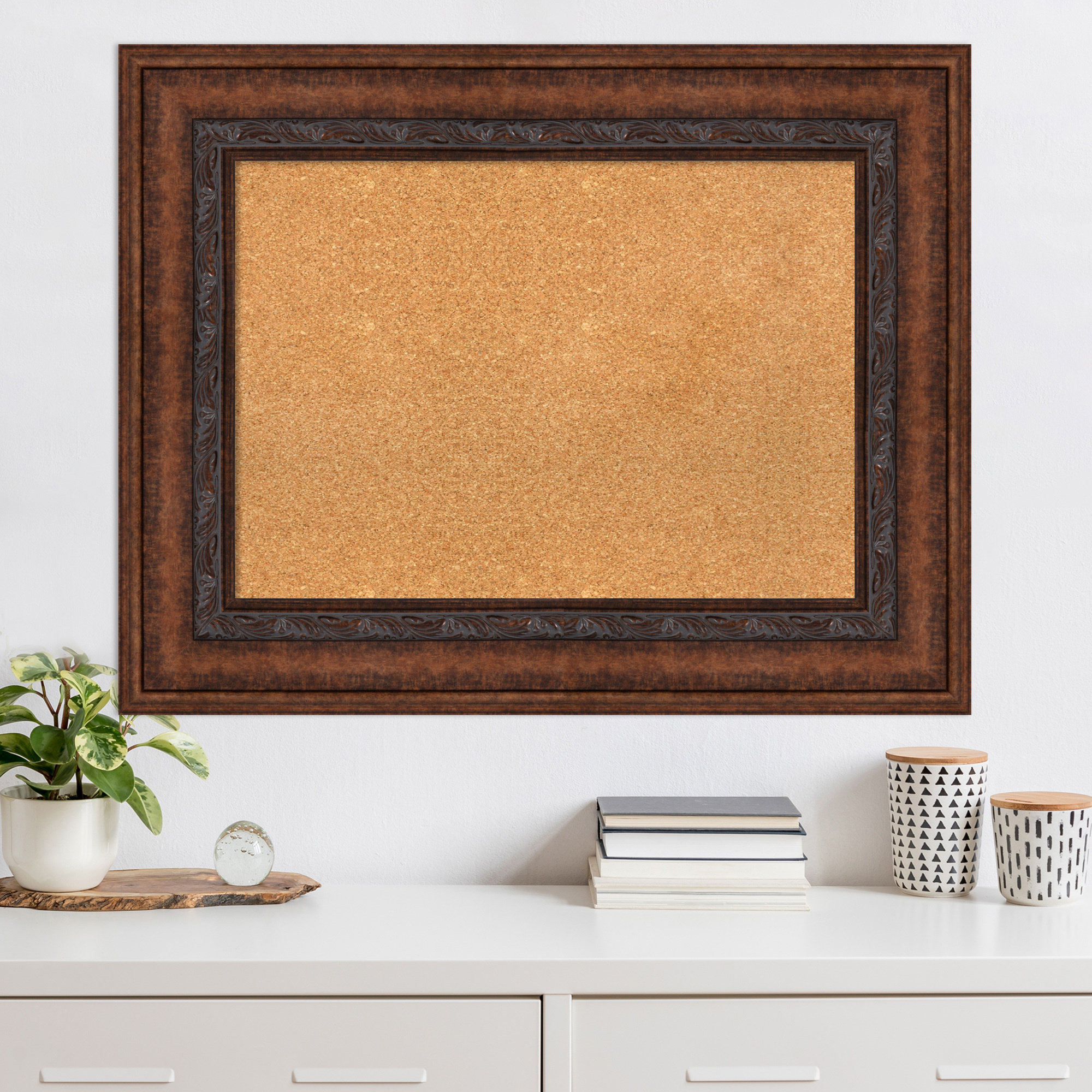 Amanti Art Natural Cork Board, Decorative Bronze Frame - Bulletin Board ...