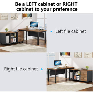 Latitude Run® L-Shape Executive Desk with Storage Cabinet & Reviews ...