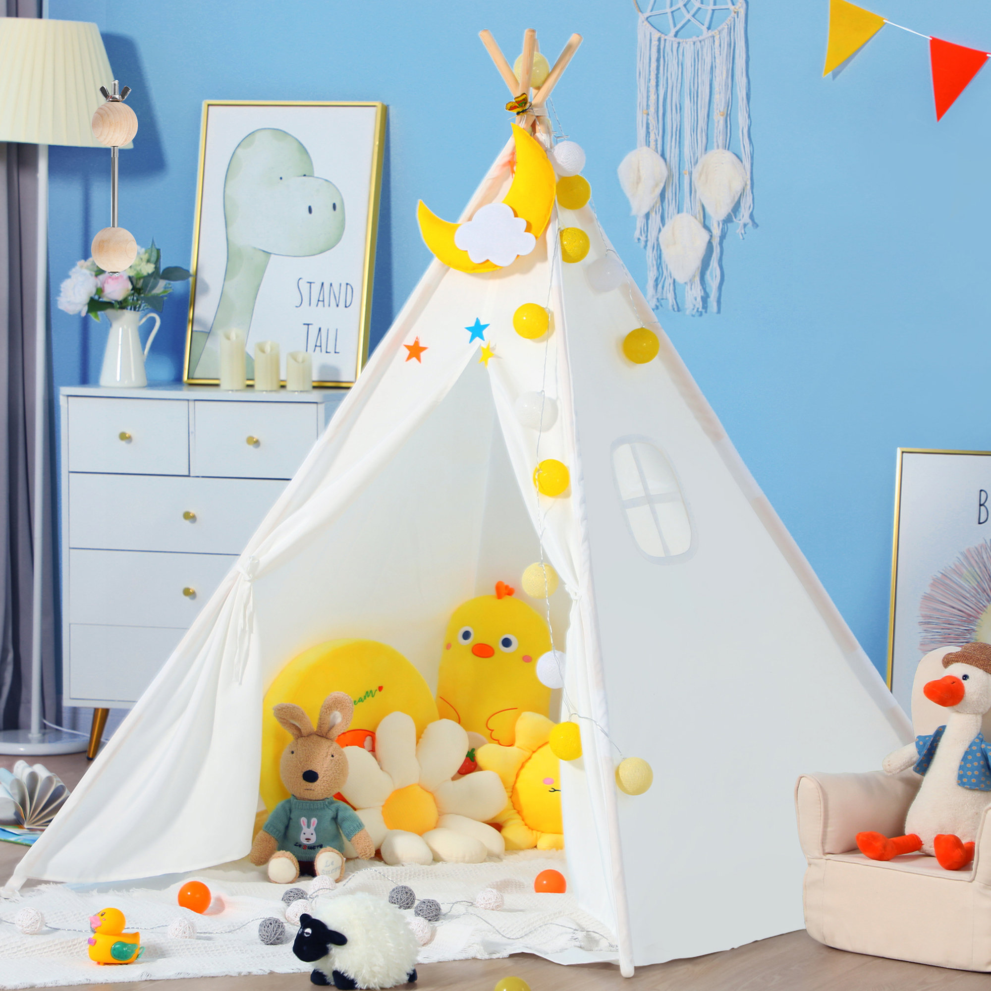 Sisticker Indoor/Outdoor Polyester Triangular Play Tent with Carrying ...