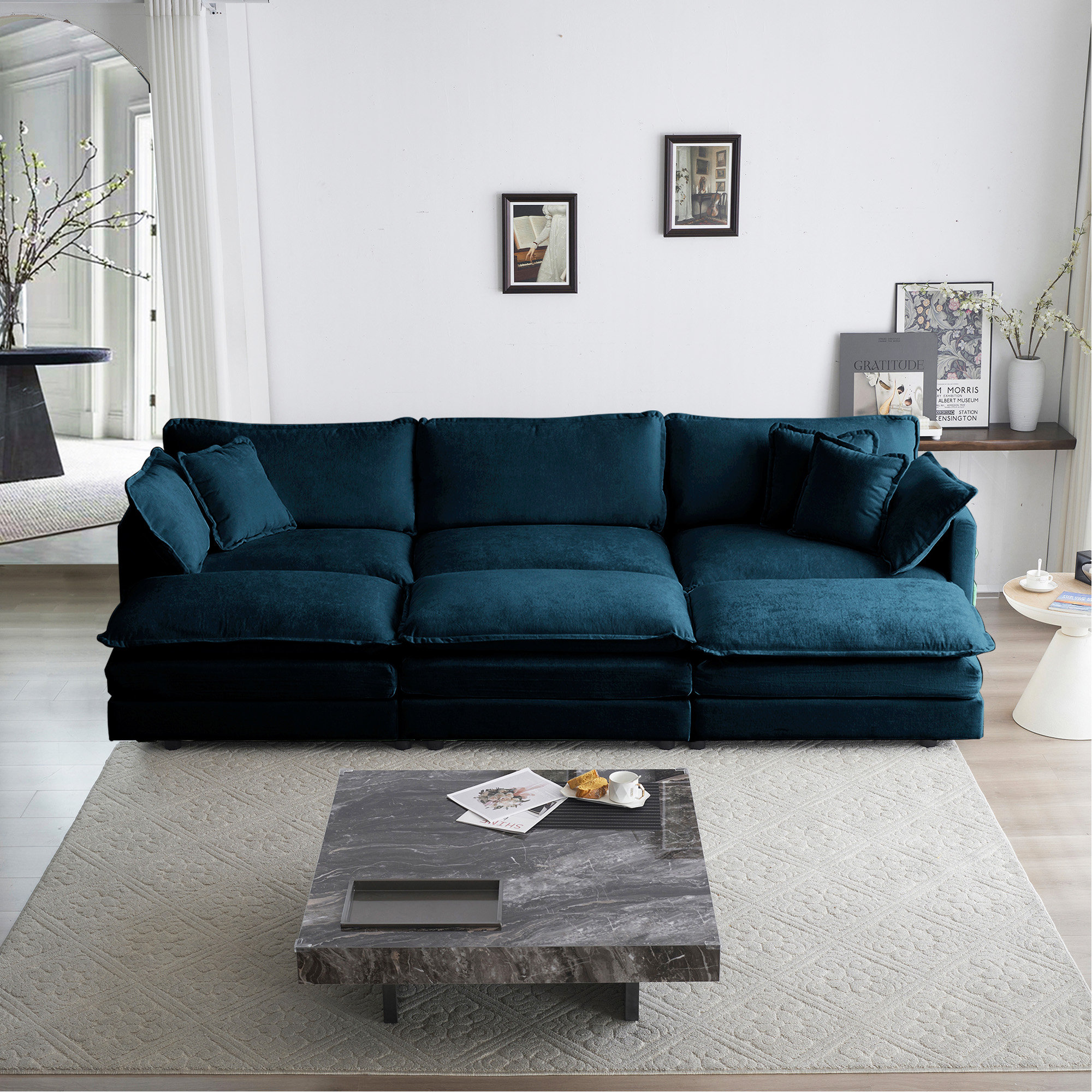Everly Quinn Comfortable Deep Seat Reversible Modular 6 Seater ...