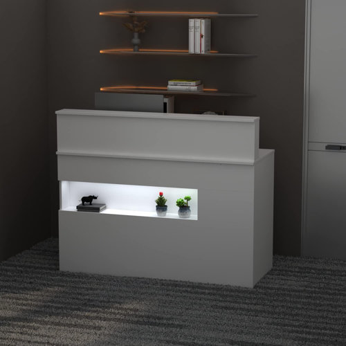 Metro Lane Reception Desk With Lockable Drawers & Lights Reception ...
