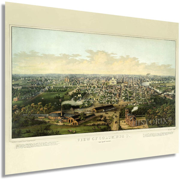HISTORIC PRINTS " Vintage 1867 Columbus Ohio Map Poster " | Wayfair