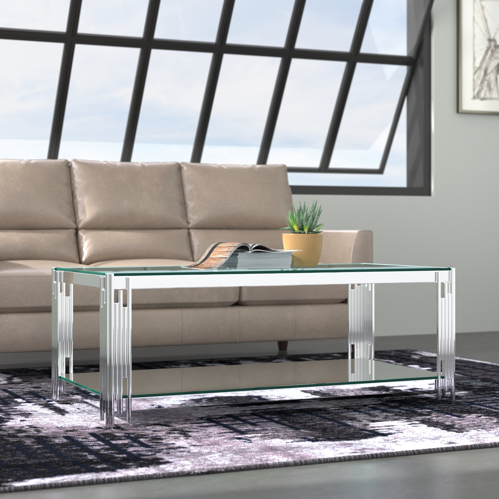 Willa Arlo™ Interiors Tomaso Contemporary Metal And Glass Rectangular ...