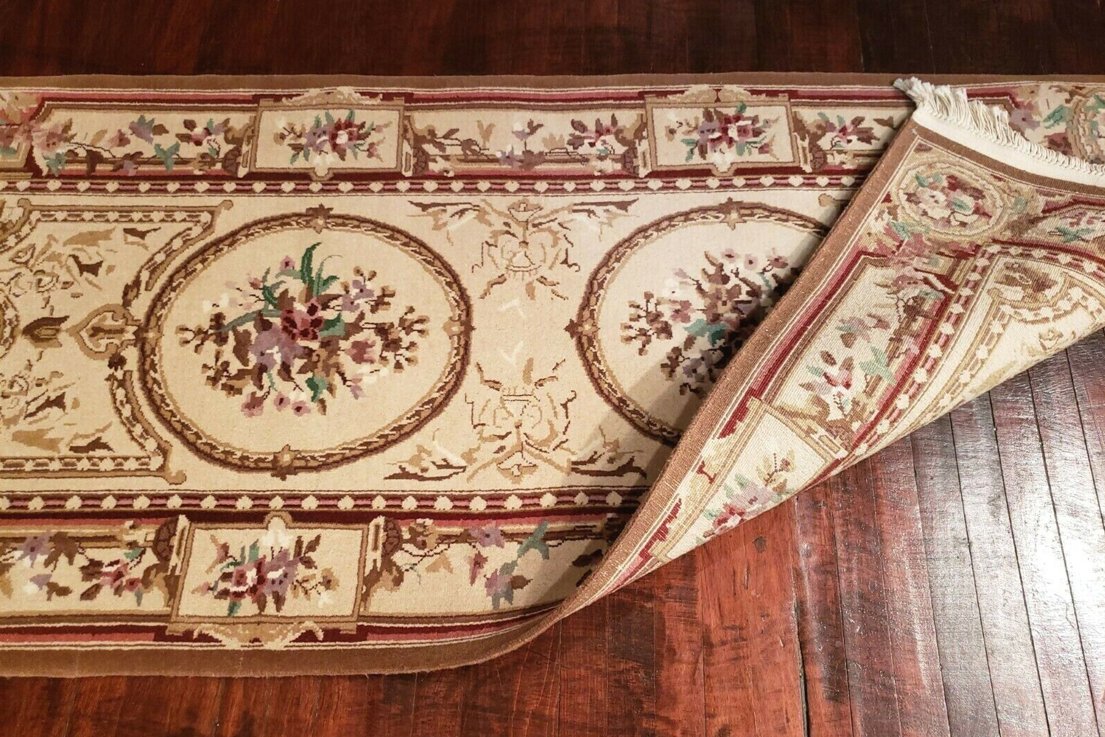 American Home Rug Co. Signature Hand-Knotted Beige And Rose Aubusson ...