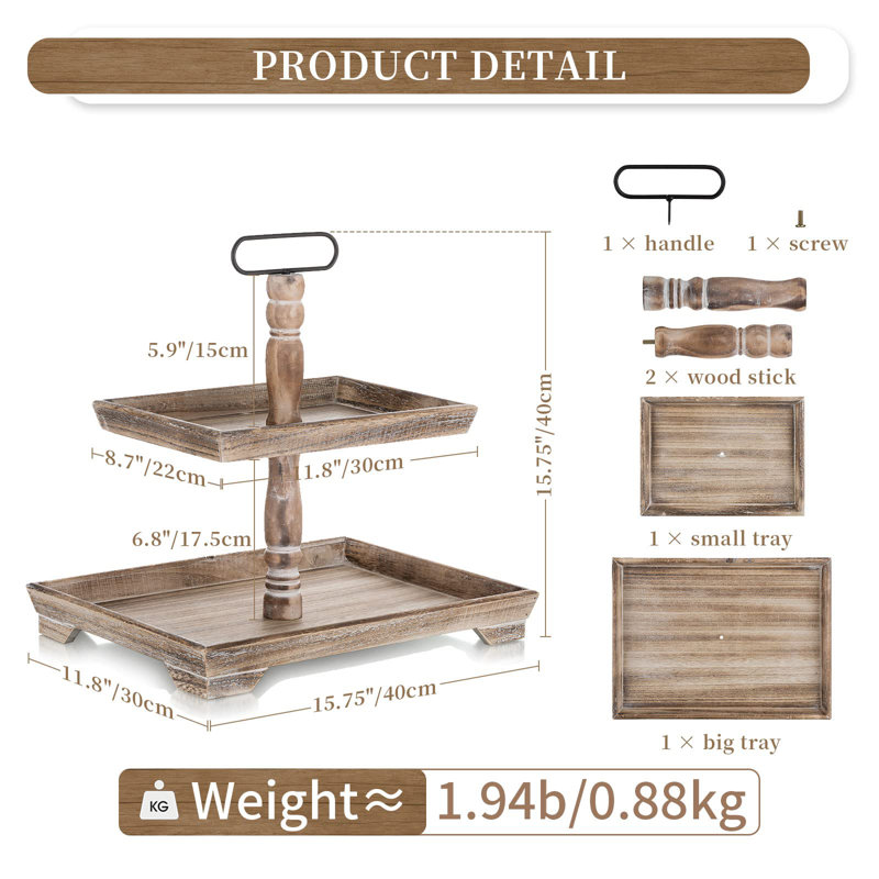 two tier tray rectangle