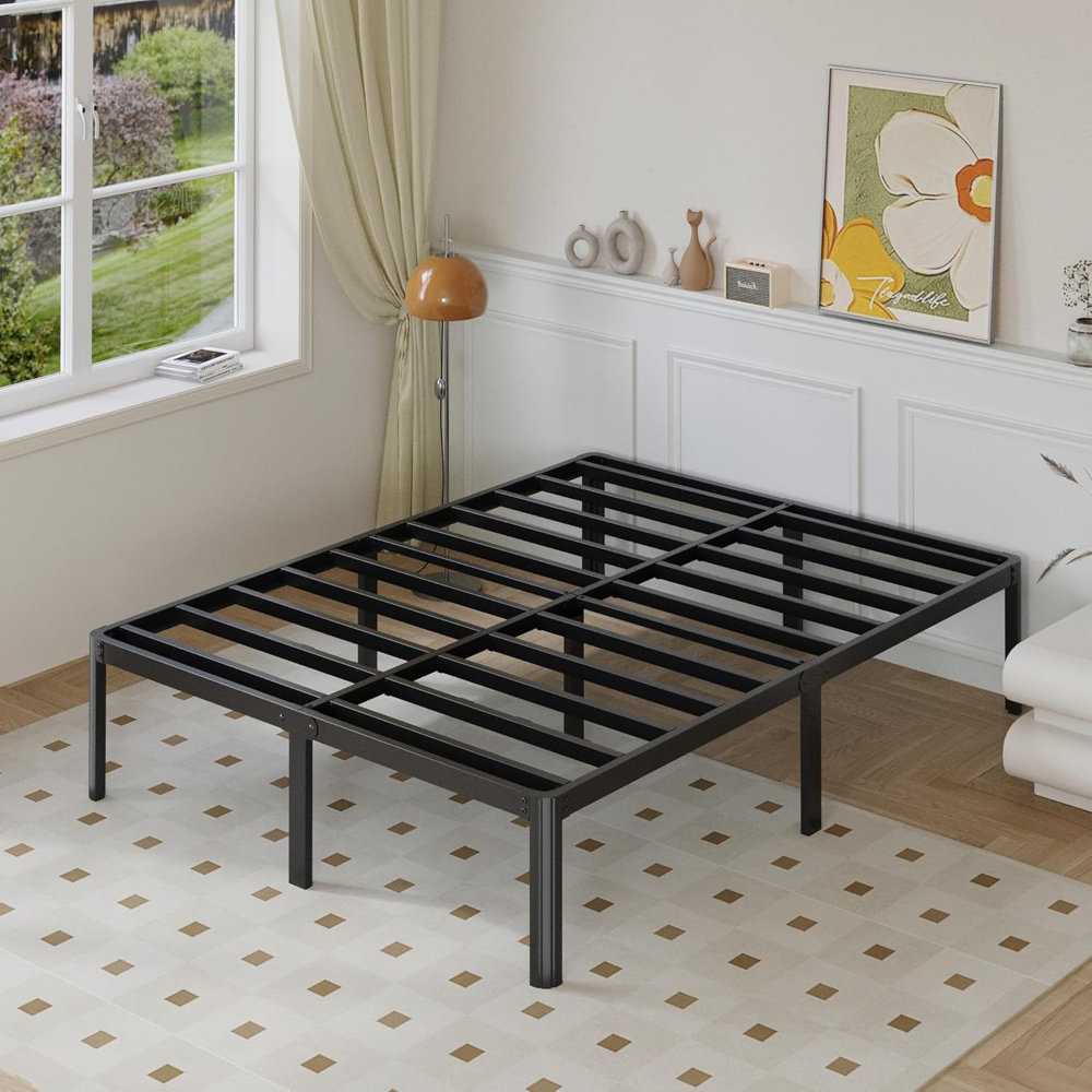 Latitude Run® Heavy Duty Rounded Corner Legs Bed Frame, No Box Spring ...