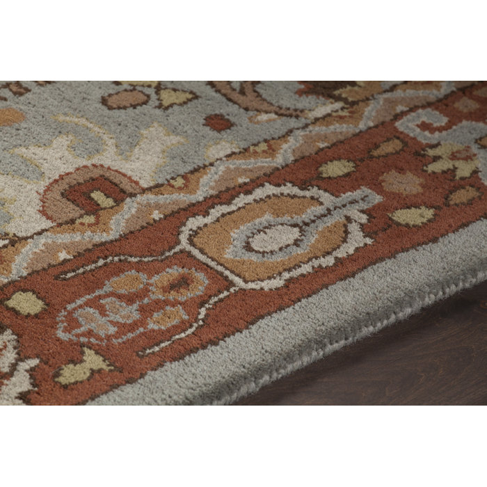 Darby Home Co Wool Gray/Orange Rug | Wayfair