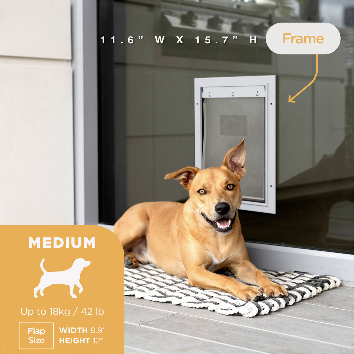 Hakuna Pets Deluxe Aluminum Medium Dog & Cat Pet Door With Locking ...