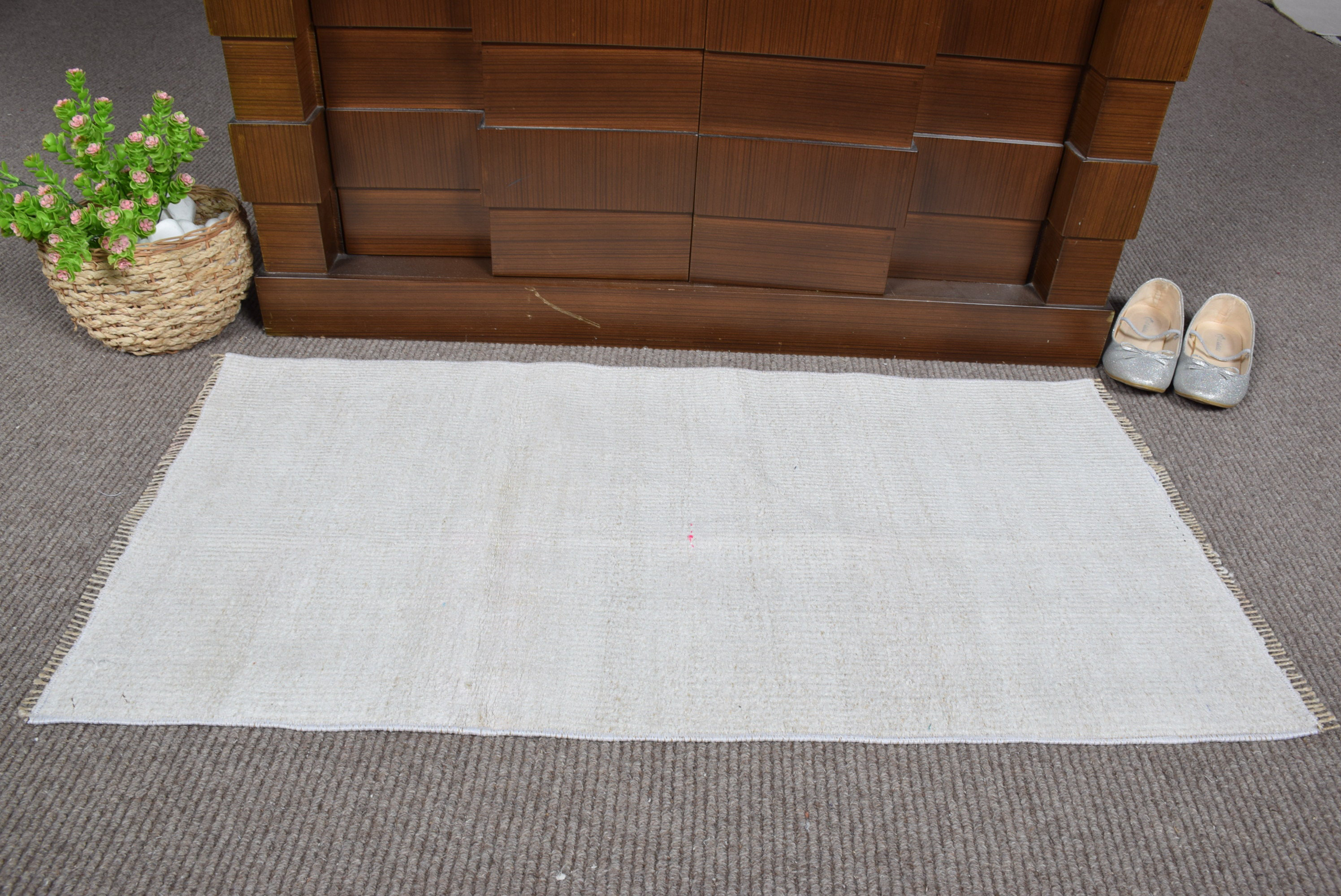 Ebern Designs Neutral Off-White Handwoven Door Mat with Minimalistic ...