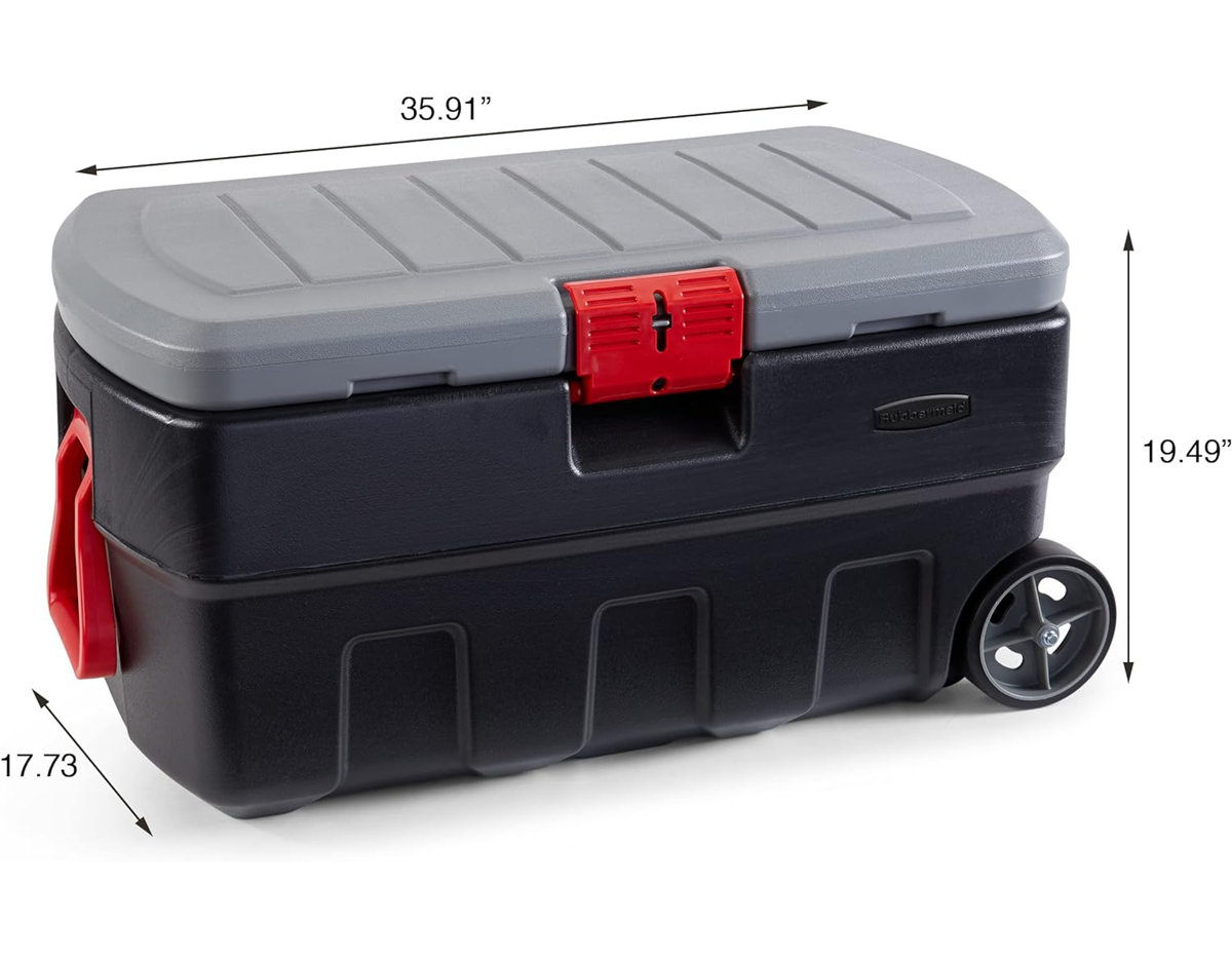 Rubbermaid 35 Gal Wheeled Action Packer Heavy Duty Storage Tote with ...