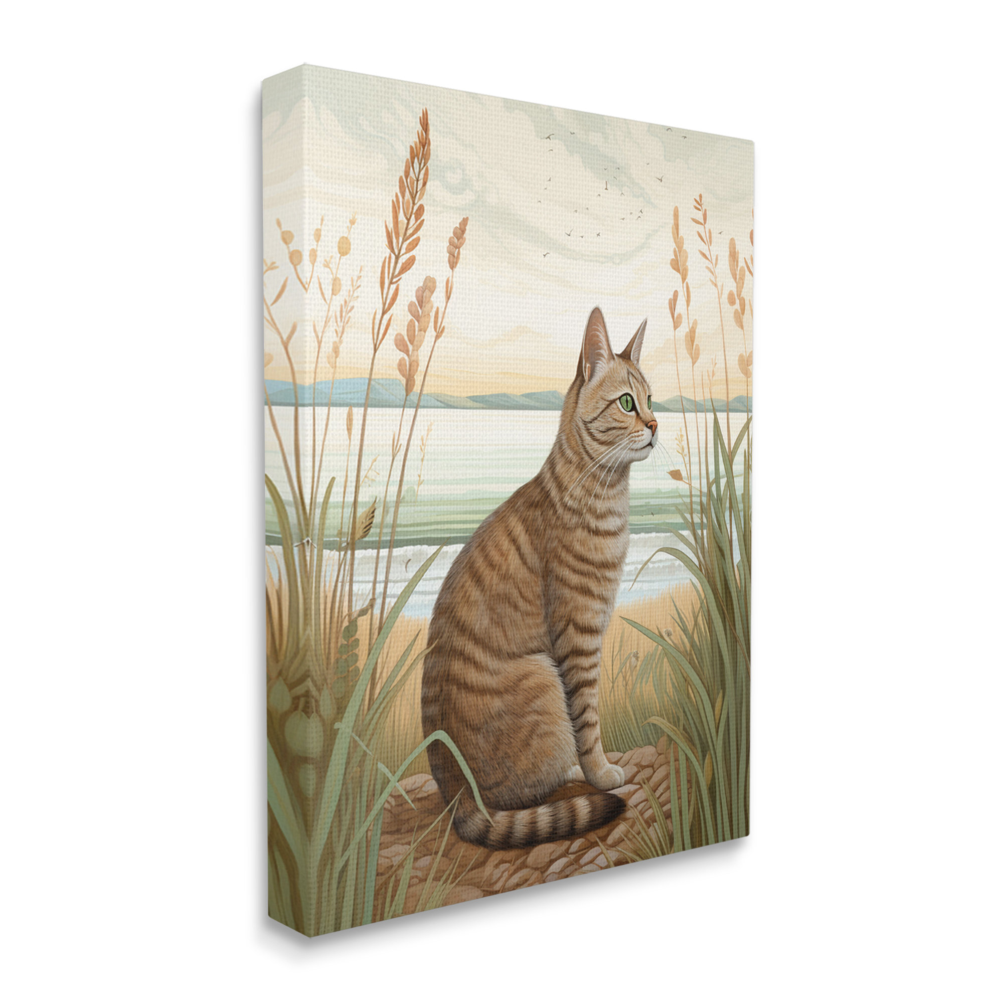 Winston Porter Cat Sitting On Beach On Canvas by LSR Design Studio ...