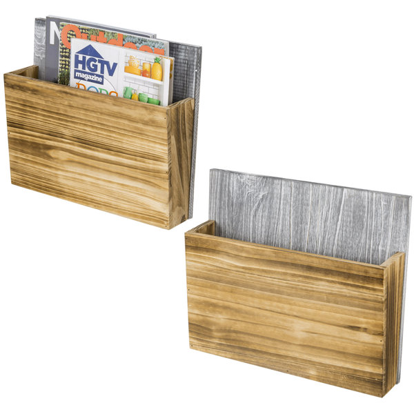 Millwood Pines Idris Wall Mounted Solid Wood Magazine Rack | Wayfair