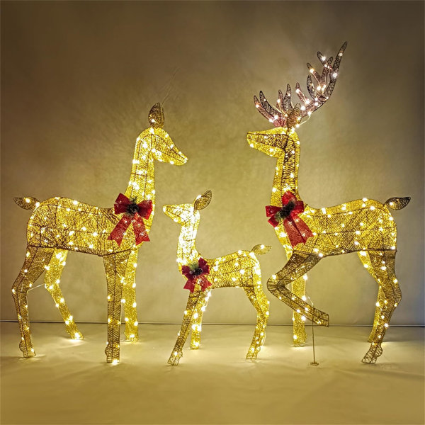 The Holiday Aisle® 3 Packs Christmas Decoration Deer Family, 360 LED ...