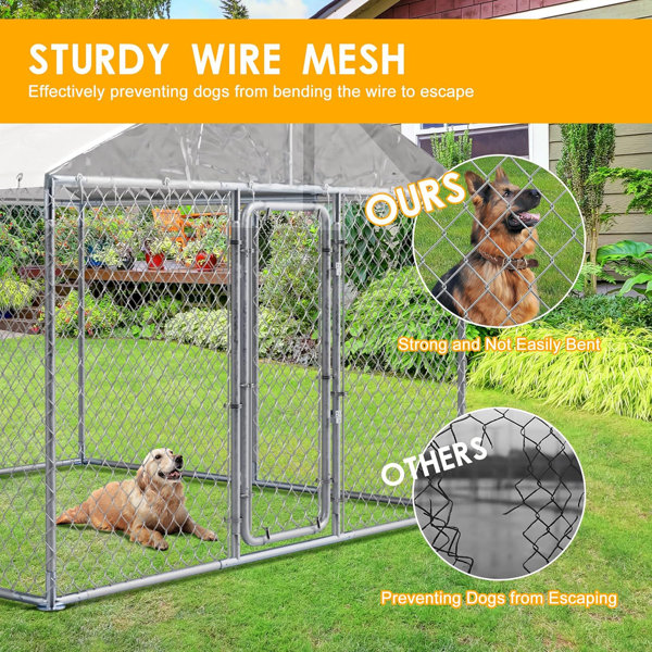 JOVNO 10 FT Large Outdoor Dog Kennel with Roof Heavy Duty Dog Kennel ...