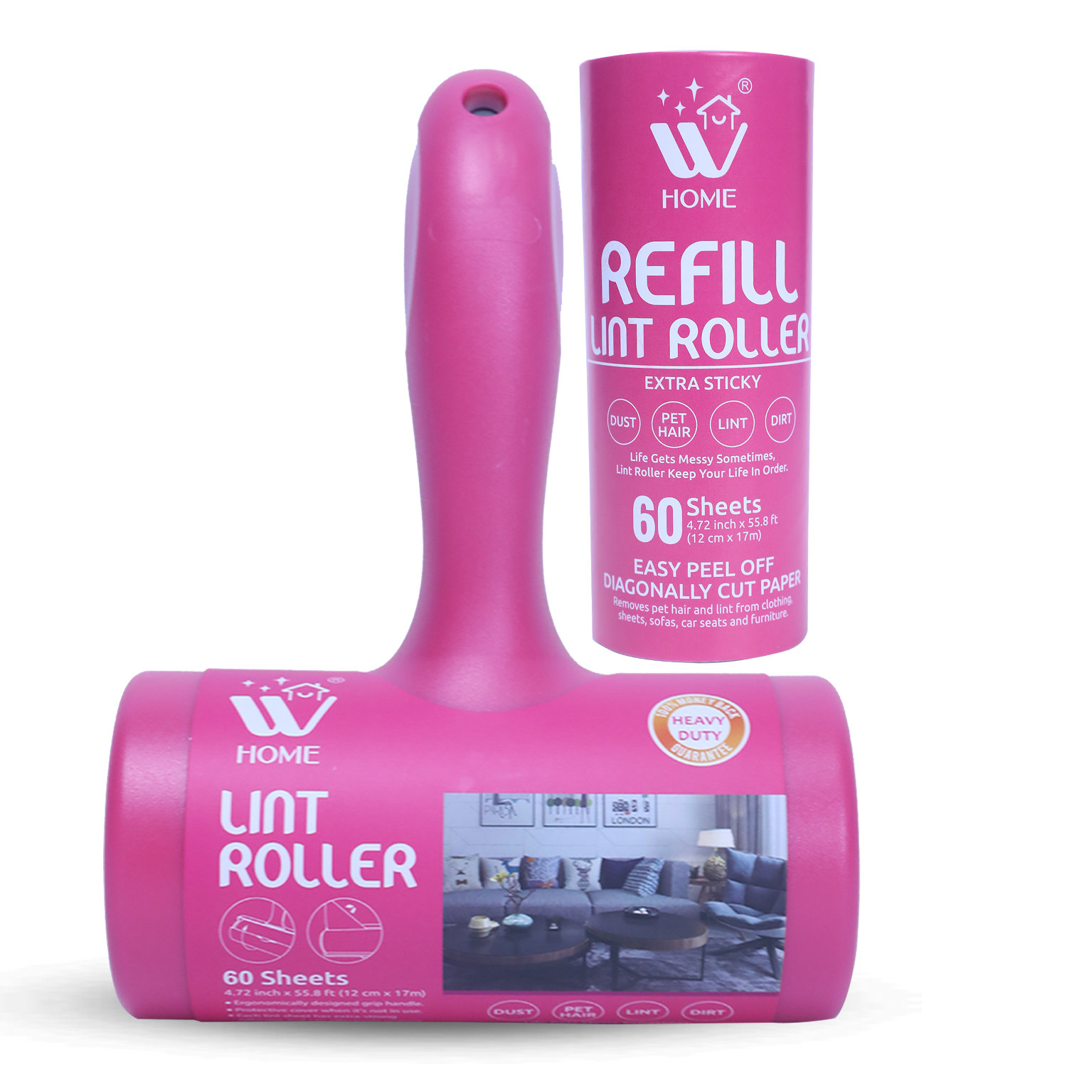WBM Home WBM Care Home Lint Roller for Pet Hairs, Extra Sticky Lint ...