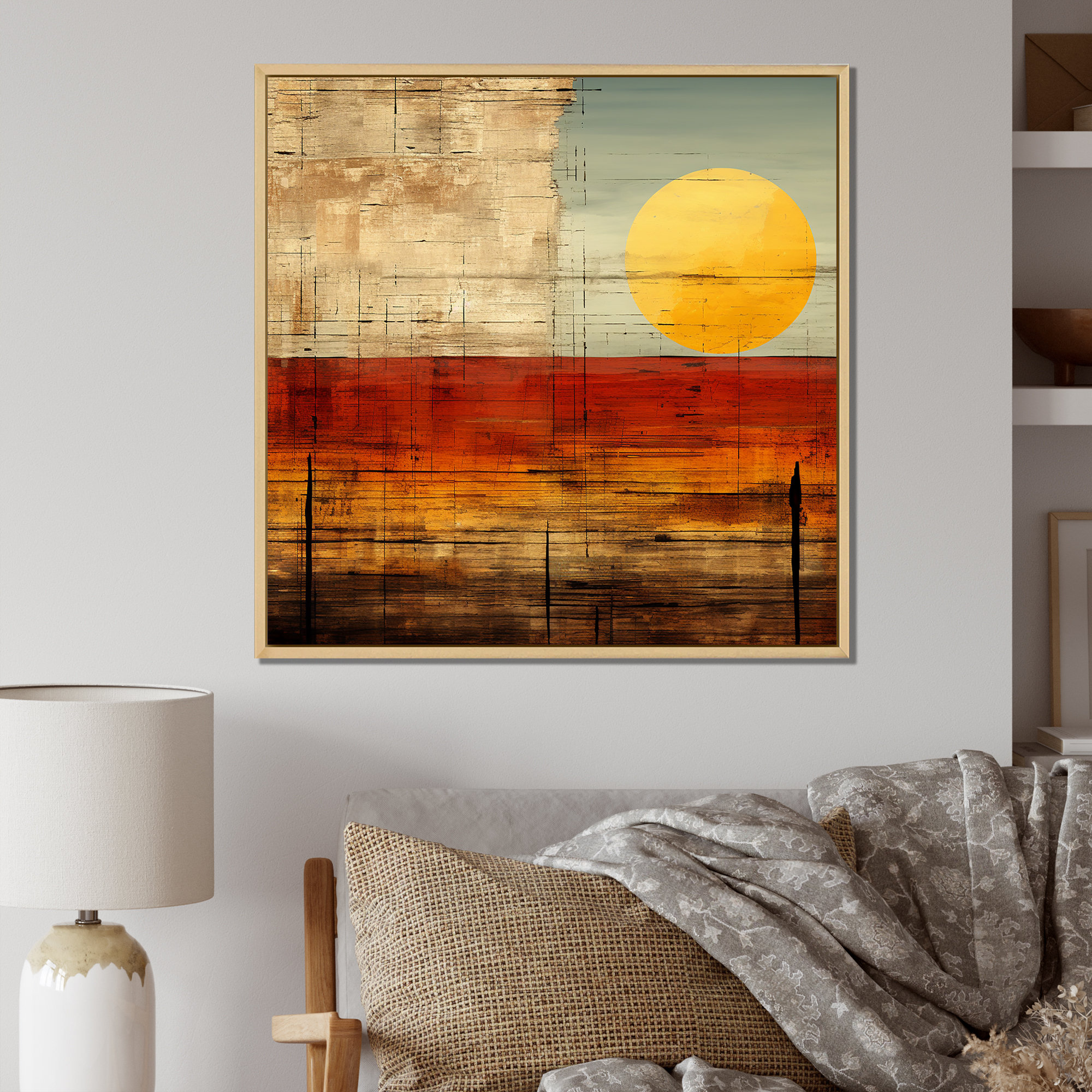 Wrought Studio " Nostalgia Sunset Full Moon Rising " | Wayfair