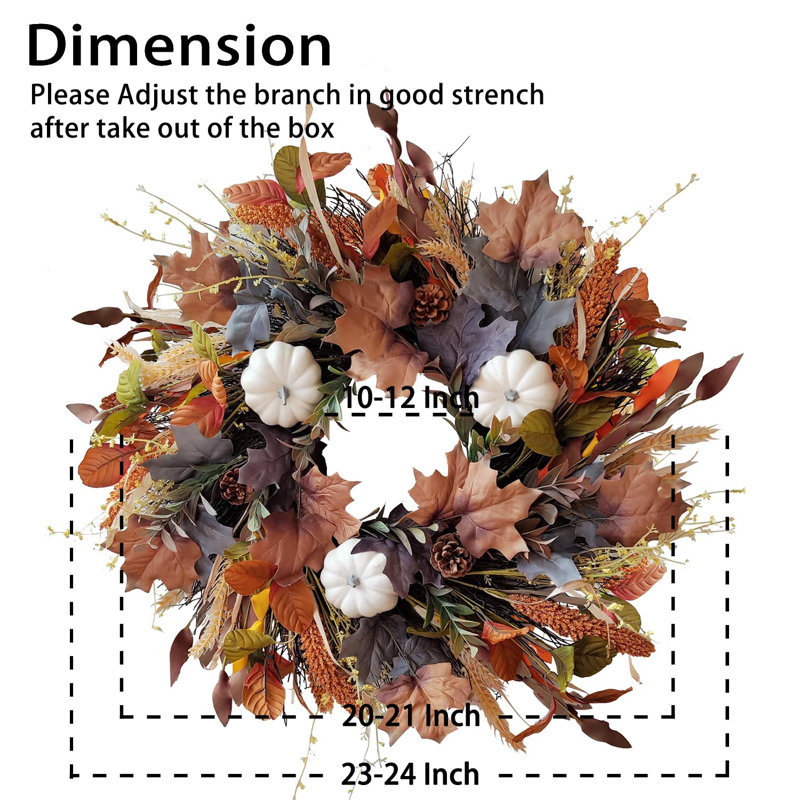 One Allium Way® 24 inch Autumn or Thanksgiving Fall Wreath Decor for ...